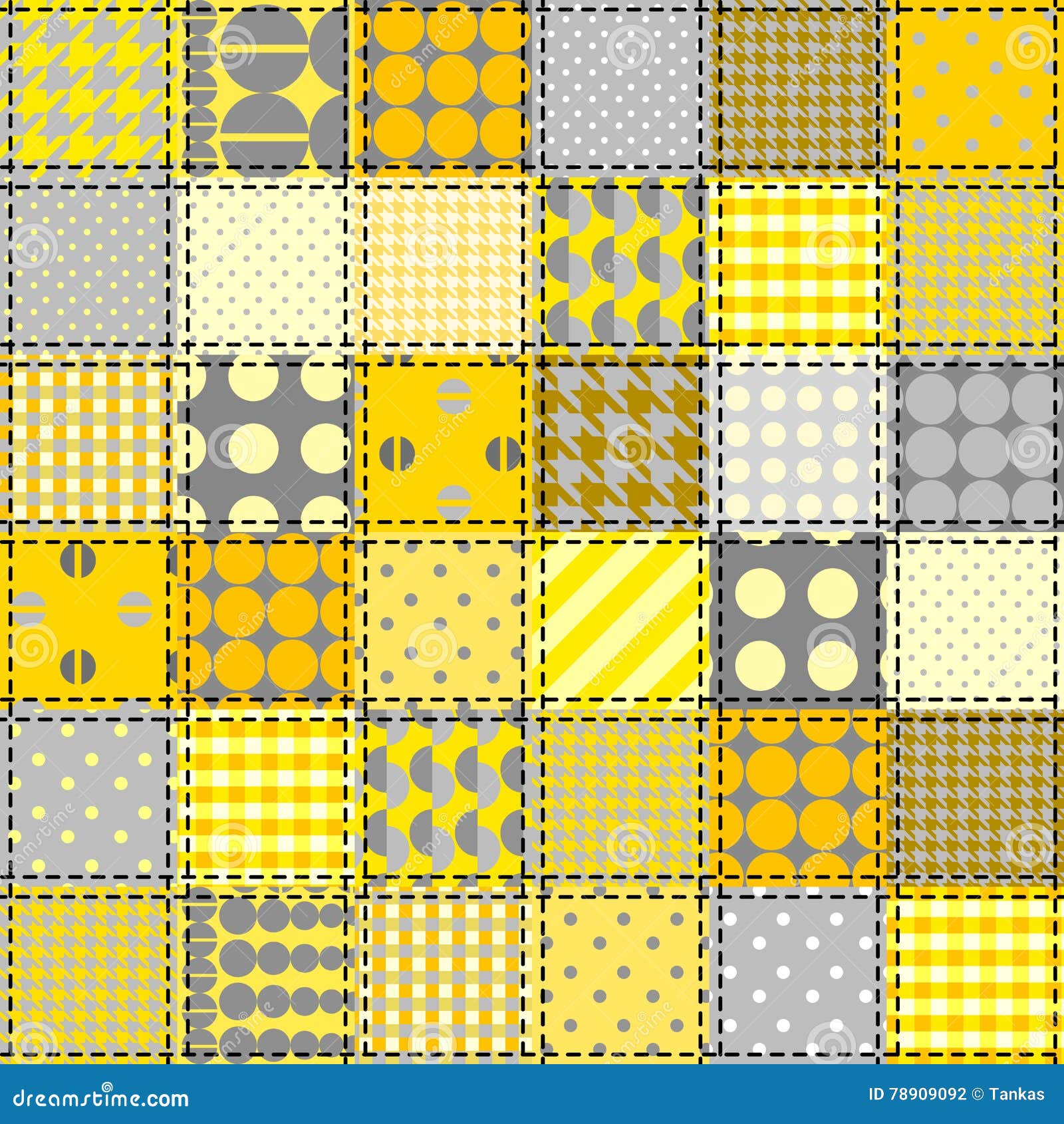 Yellow patchwork pattern stock vector. Illustration of continuity ...