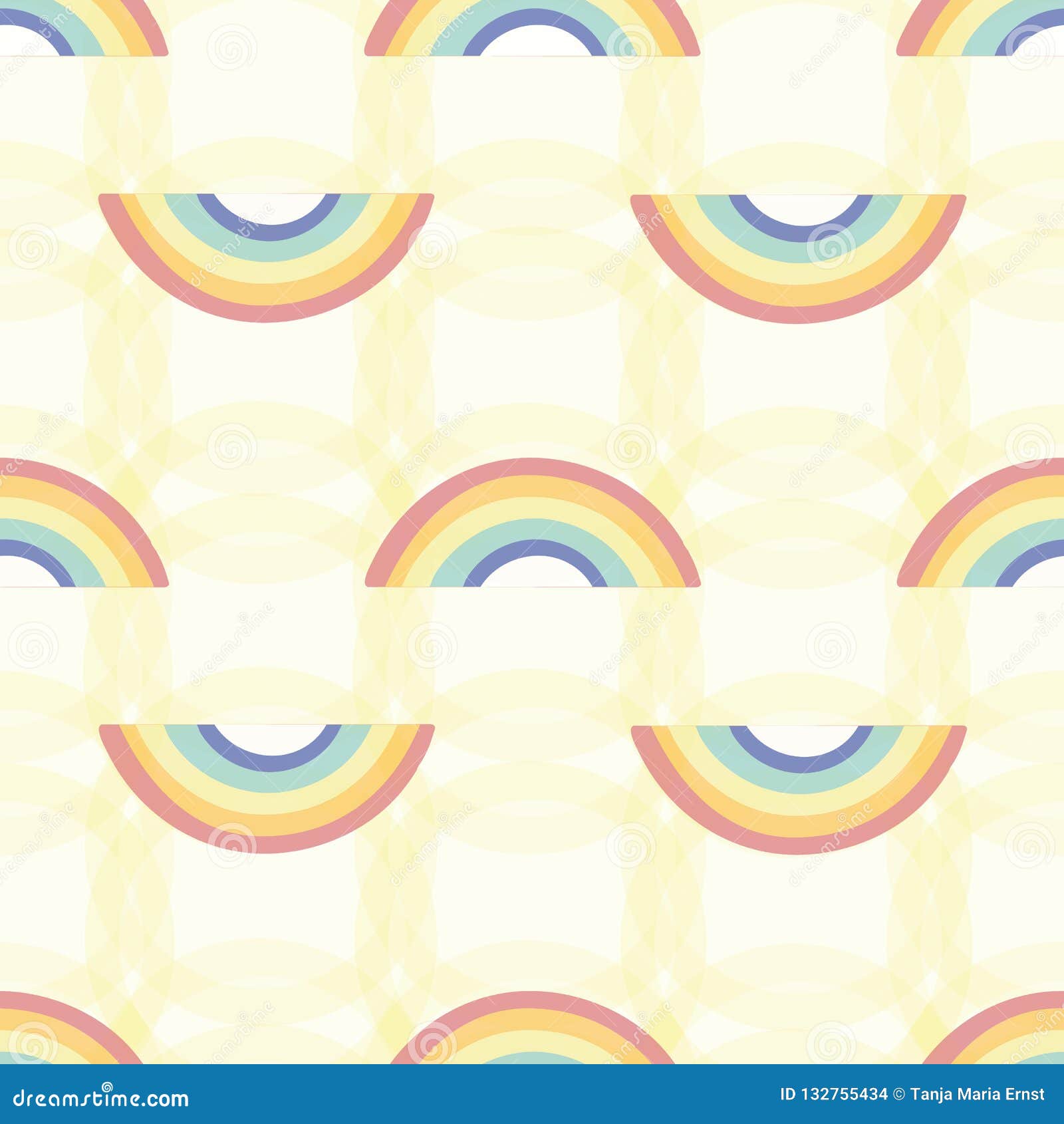 Yellow Pattern with Coloured Rainbows. Stock Vector - Illustration of ...