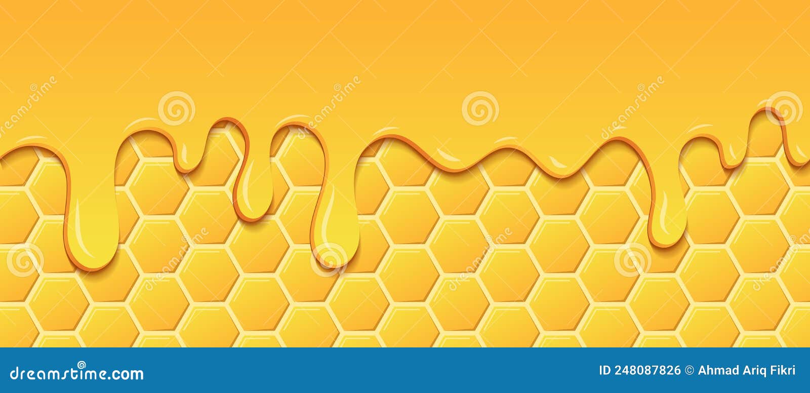 Yellow Pattern with Honeycomb and Honey Drips. Dripping Honey Seamless ...