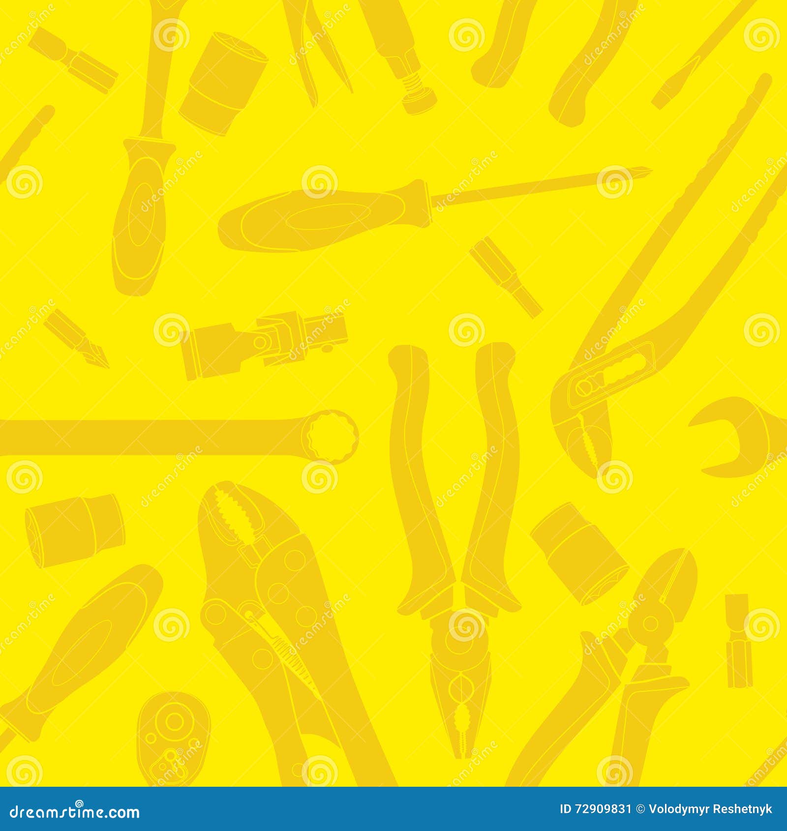Yellow pattern of tools stock vector. Illustration of vector - 72909831