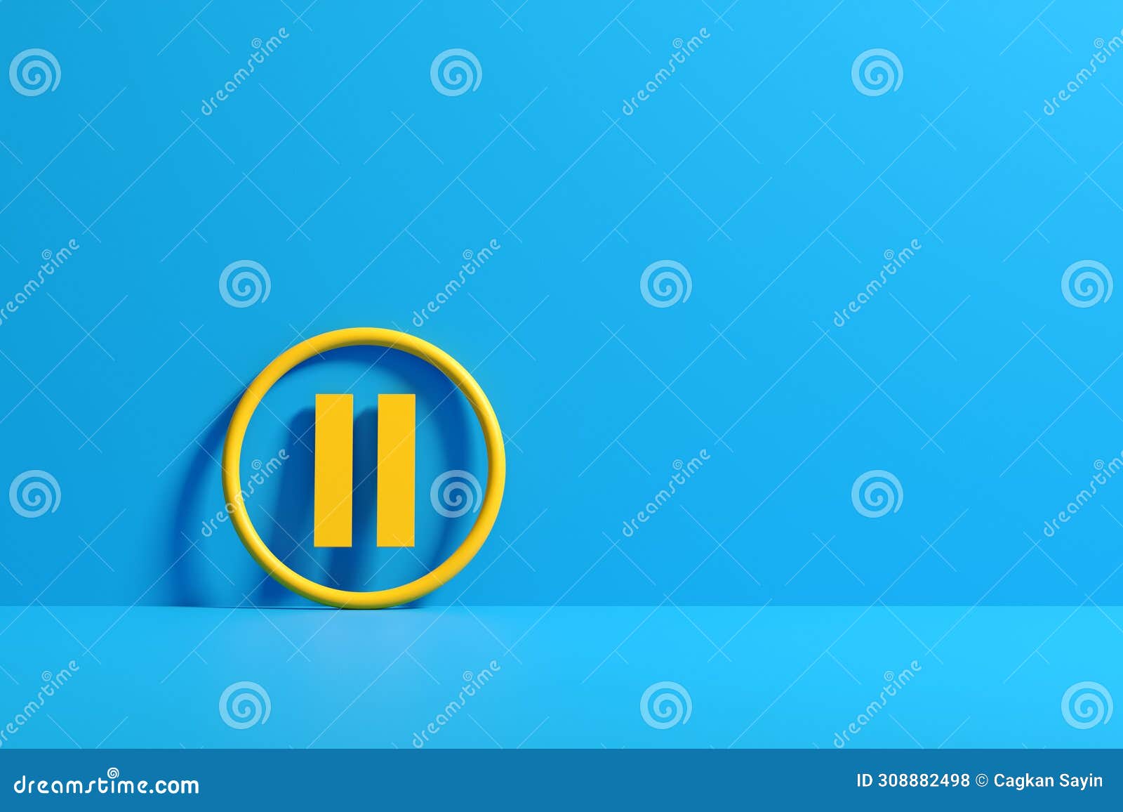 Yellow Pause Symbol on Blue Background Stock Illustration ...