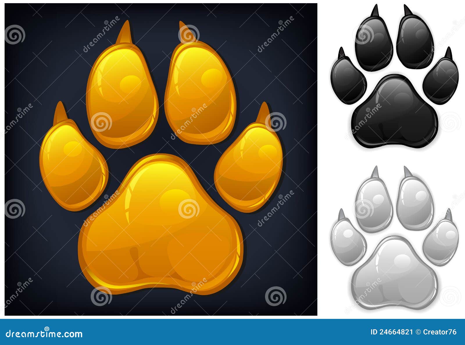 Yellow paw prints stock vector. Illustration of claws - 24664821