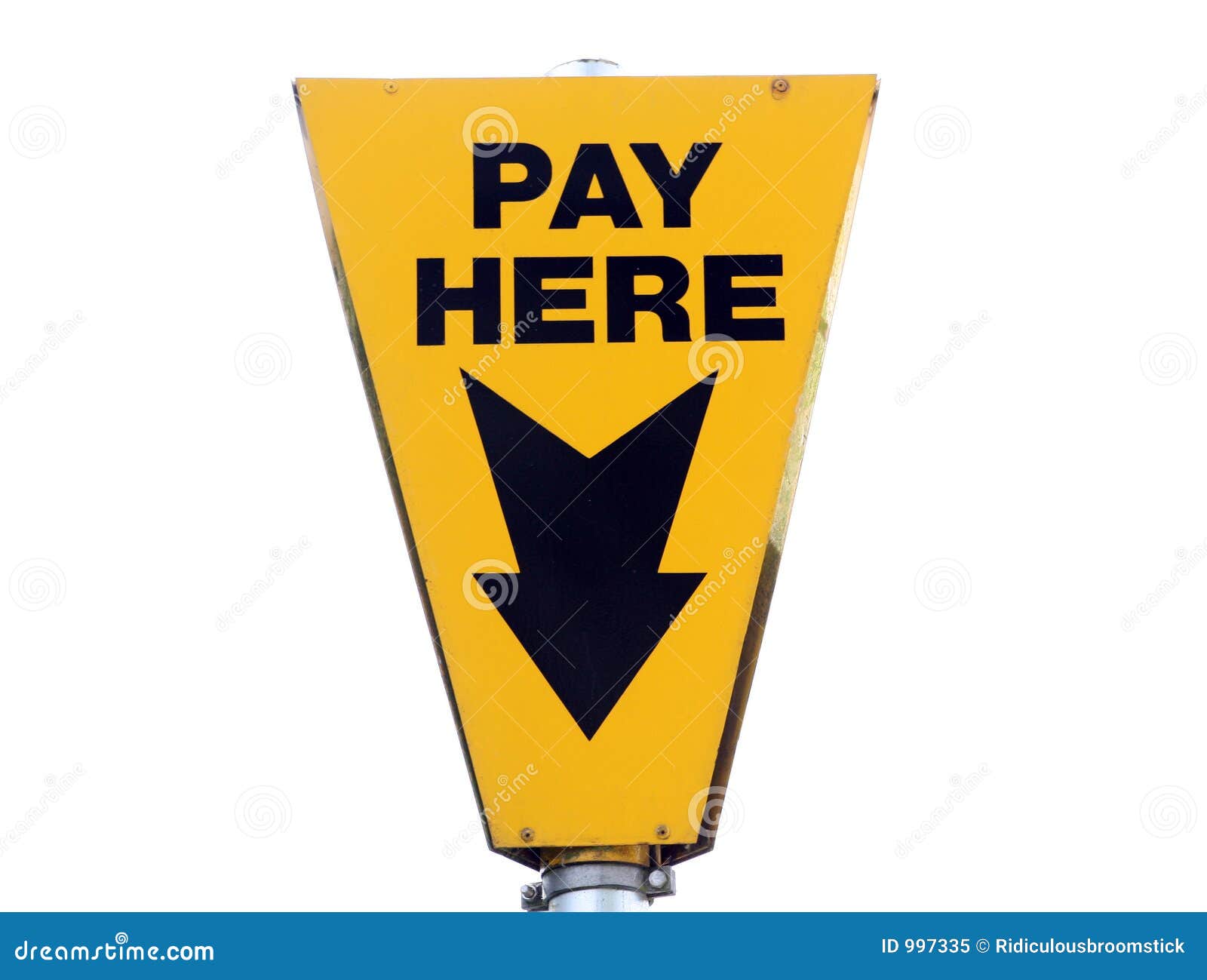 Yellow pay here signboard stock image. Image of arrow, indicator - 997335