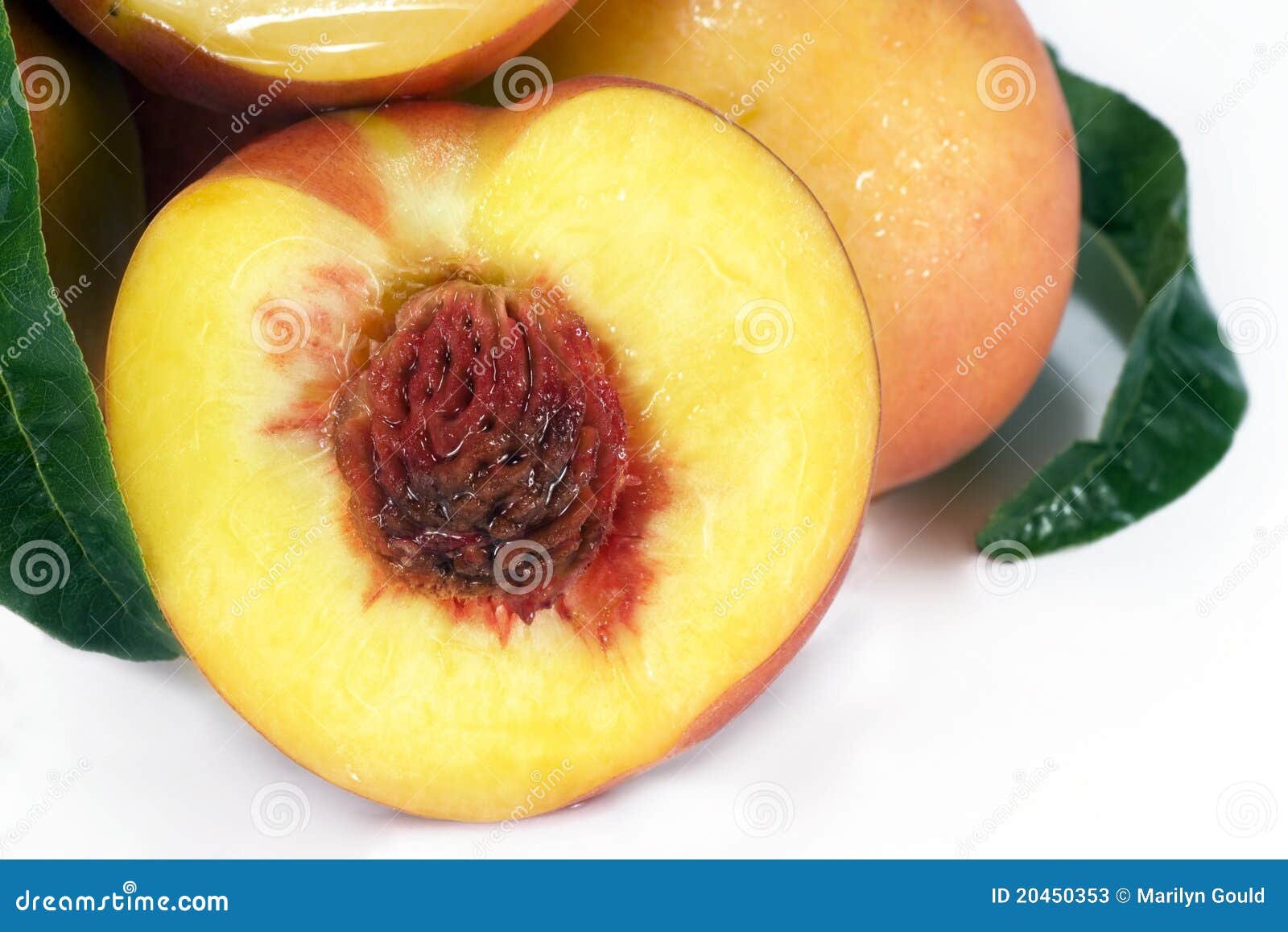 Peach Cut In Half On White Royalty-Free Stock Photography ...