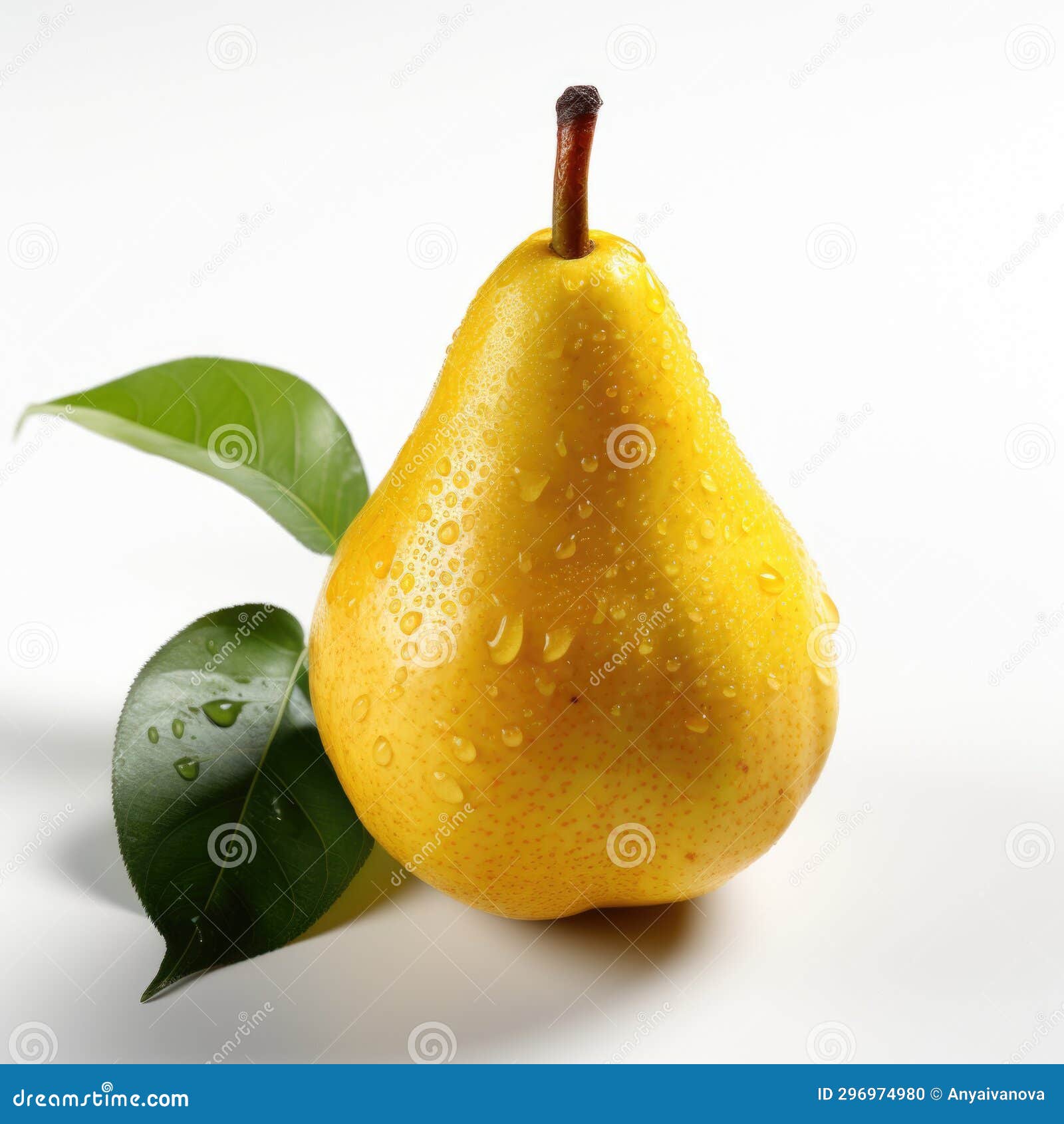 A Yellow Pear with Water Droplets on it Stock Photo - Image of closeup ...