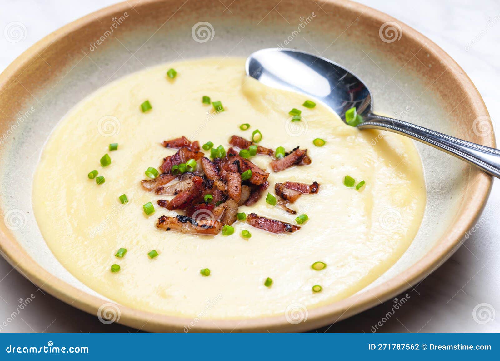 Yellow Peas Porridge with Bacon Strips Stock Photo - Image of pork ...