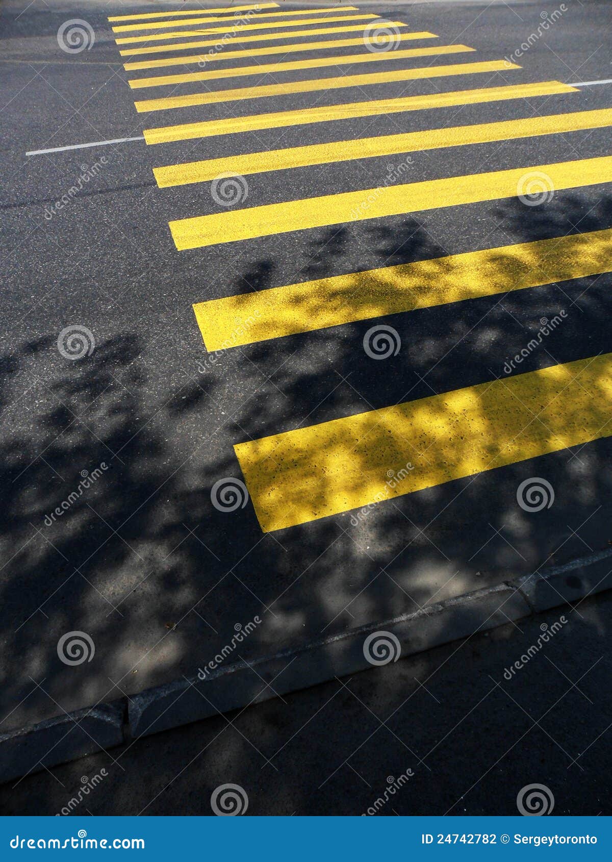 Yellow Pedestrian Push Button And A Crossroad Stock Photography ...