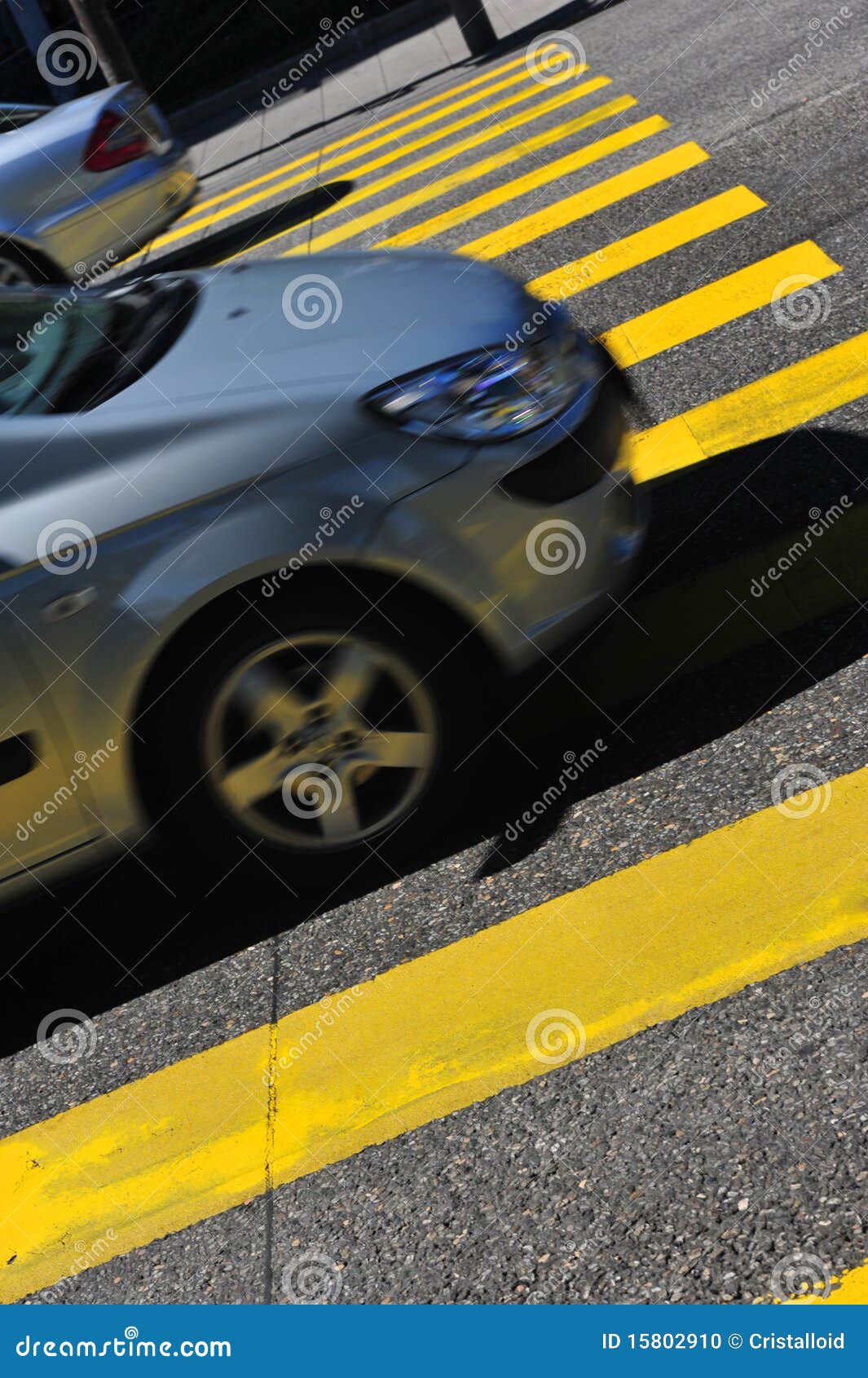 Yellow Pedestrian Crossing on Black Pavement Stock Photo - Image of ...