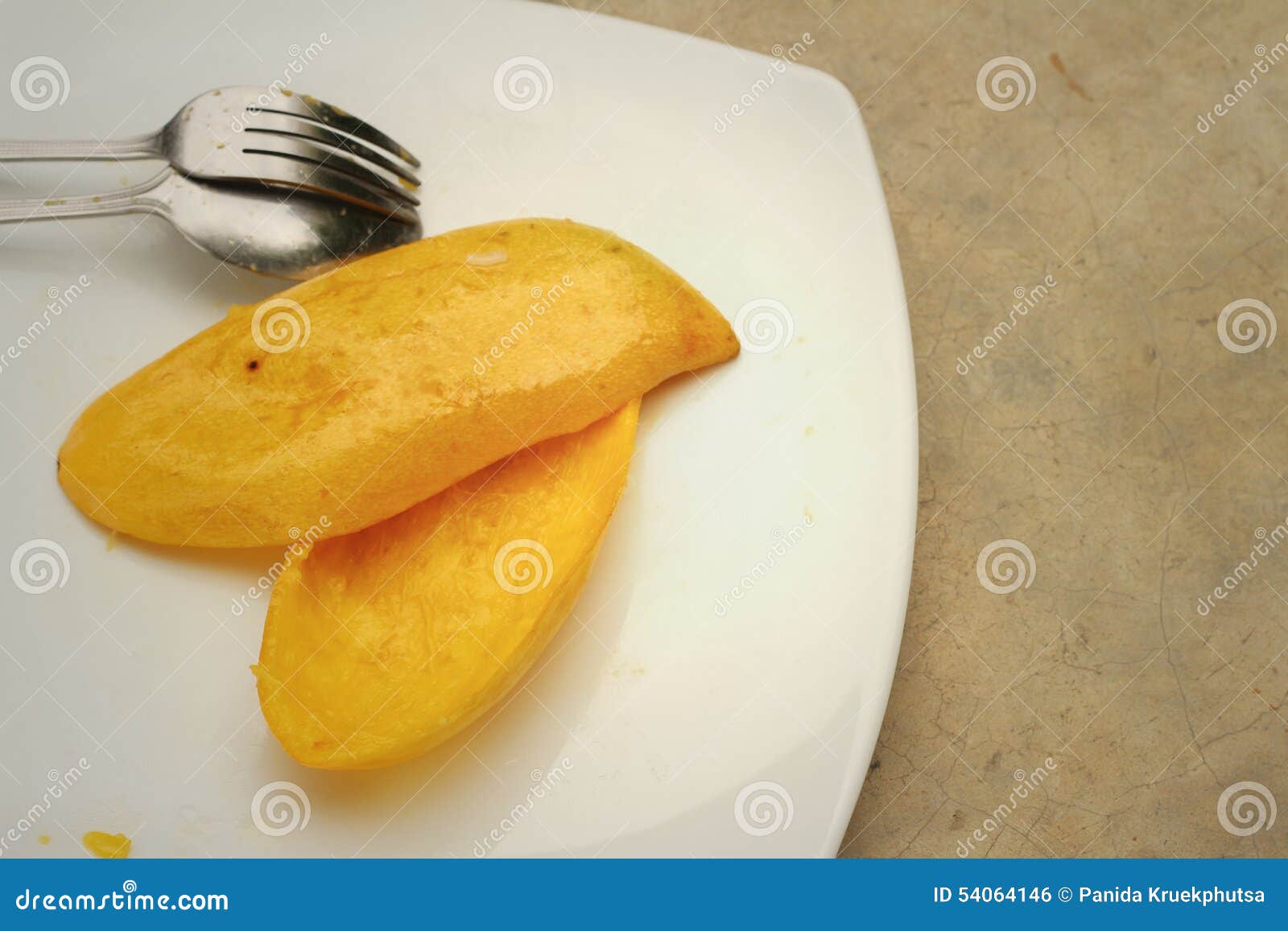 Yellow Peel Mango Fork White Plate Stock Photos - Free & Royalty-Free ...