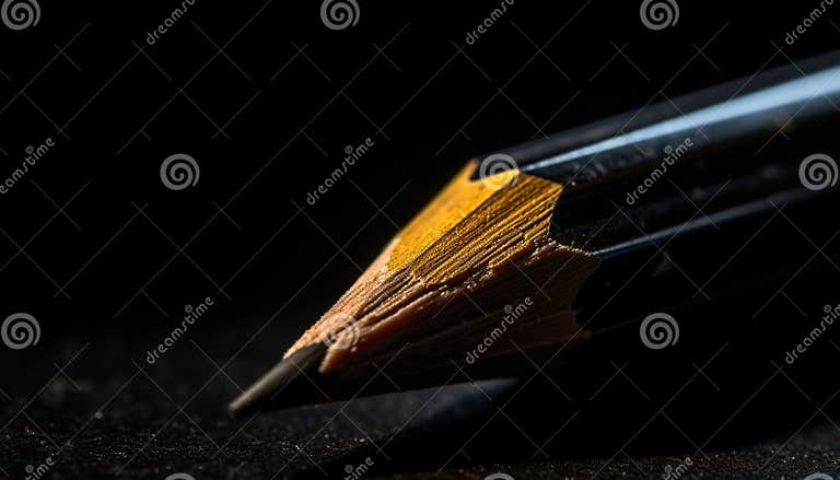 Yellow Pencil on Black Background, Sharp Lead for Creative Education ...