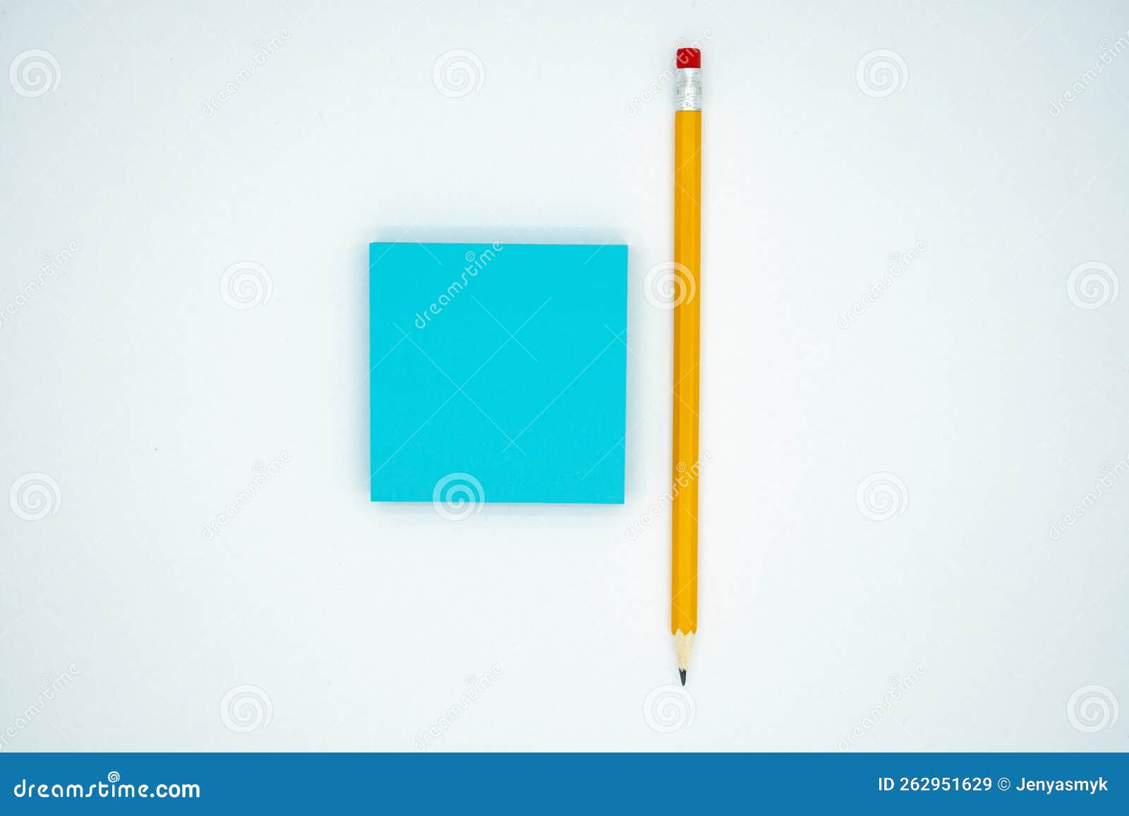 Yellow Pencil and Blank Sticky Notes, Isolated on White. the Concept of ...