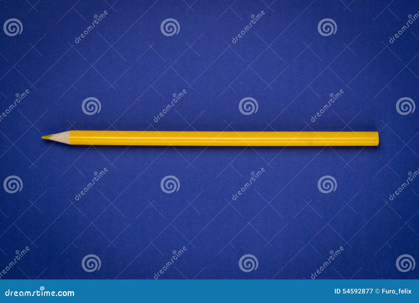 Yellow Pencil on Blue Paper Stock Image - Image of orange, pencil: 54592877