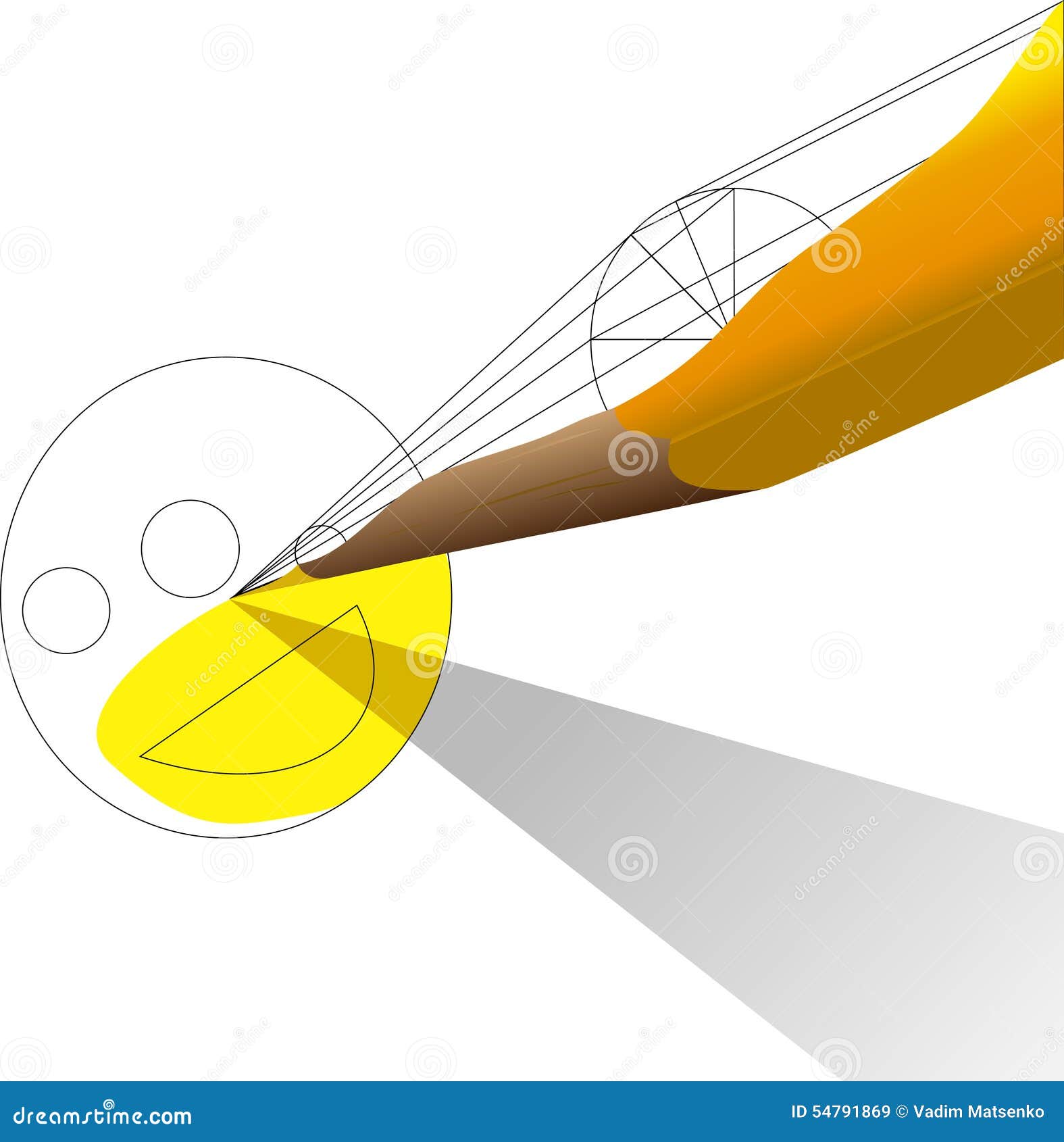 Yellow pencil stock vector. Illustration of pencil, draw - 54791869
