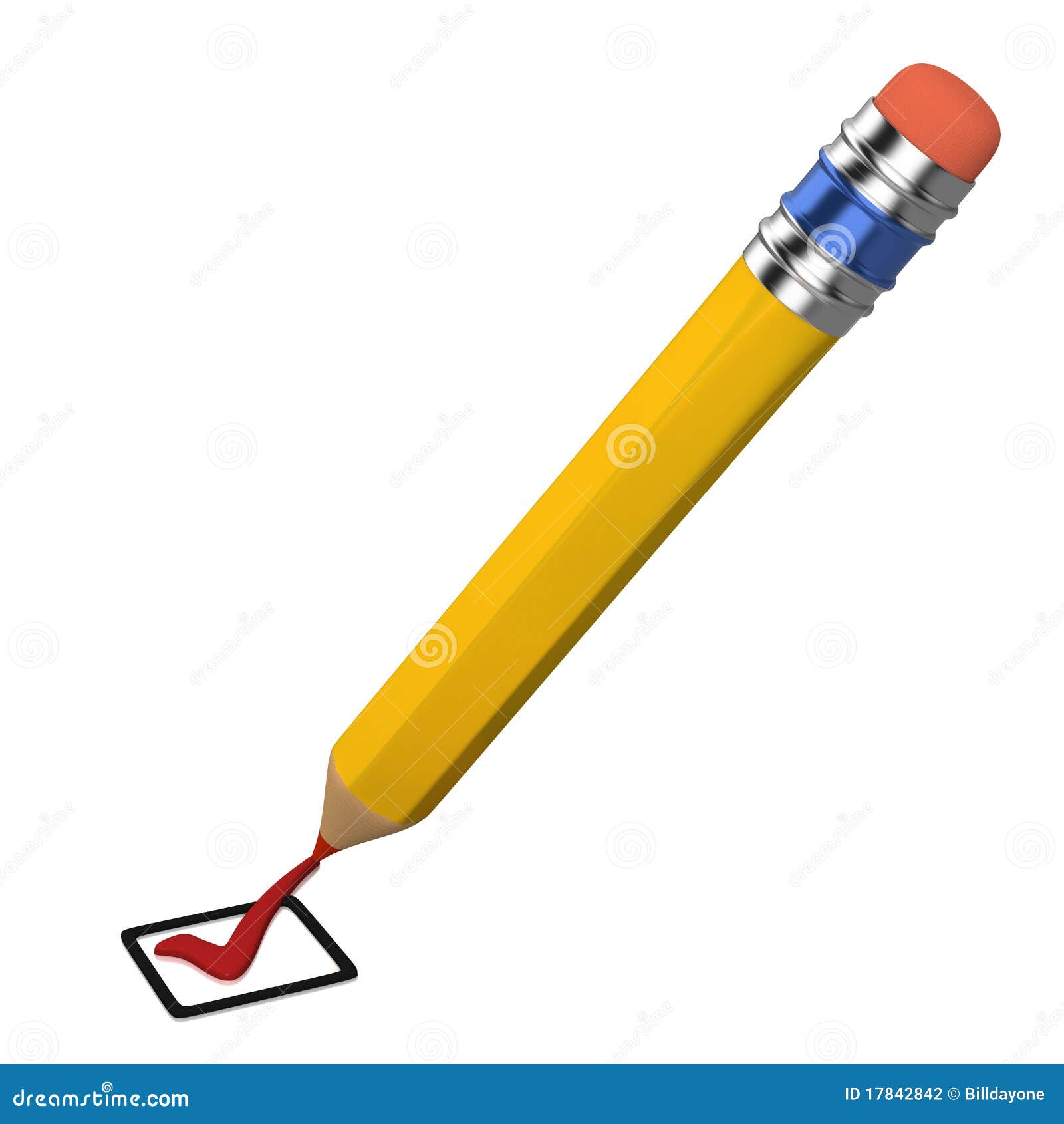 Yellow Pencil With Red Check Mark Stock Photography - Image: 17842842