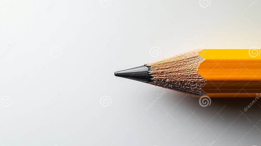 A Yellow Pencil with a Sharp Point, on White Background Stock ...