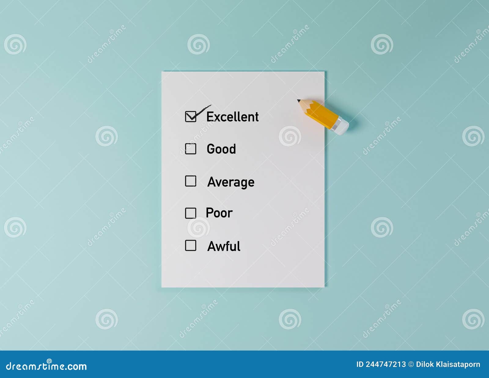 Yellow Pencil Write Correct or Tick Mark on Check Box of Paper for ...