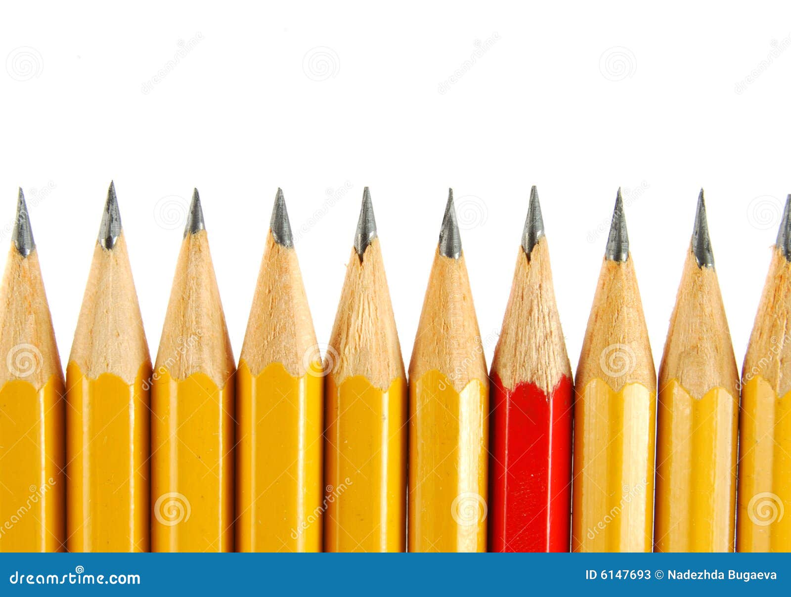Yellow pencils and one red stock image. Image of horizontal - 6147693