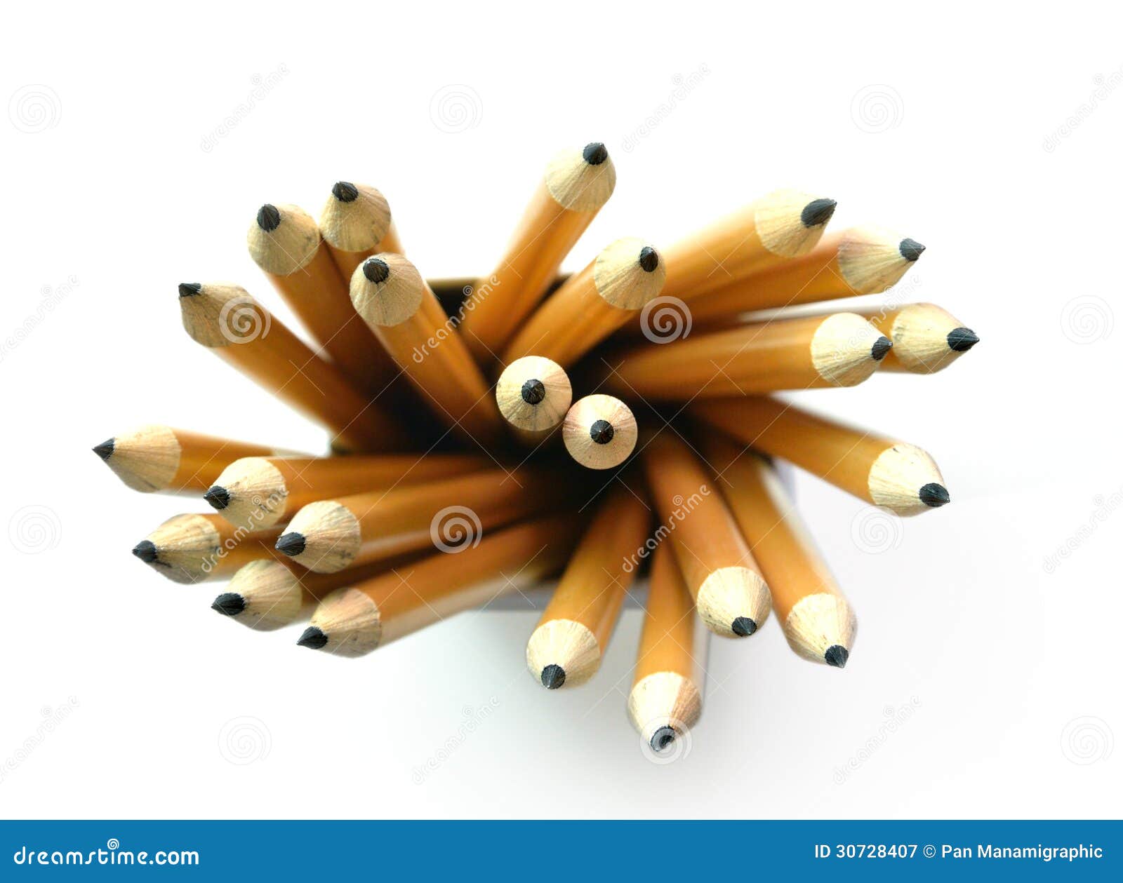 Yellow pencils, Top view stock image. Image of arrangement - 30728407