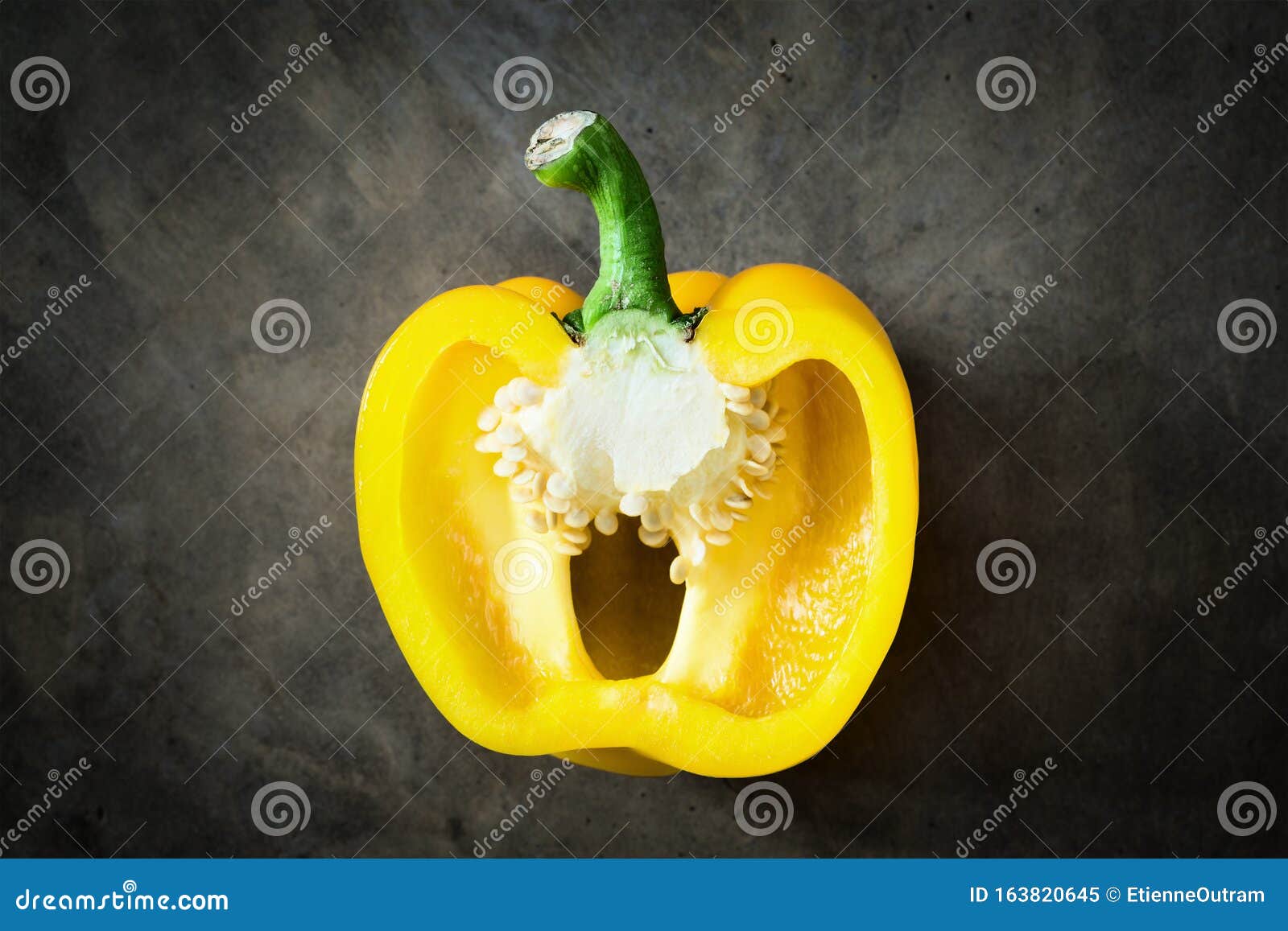 Yellow Pepper Top View Sliced. Stock Image - Image of design, dark ...