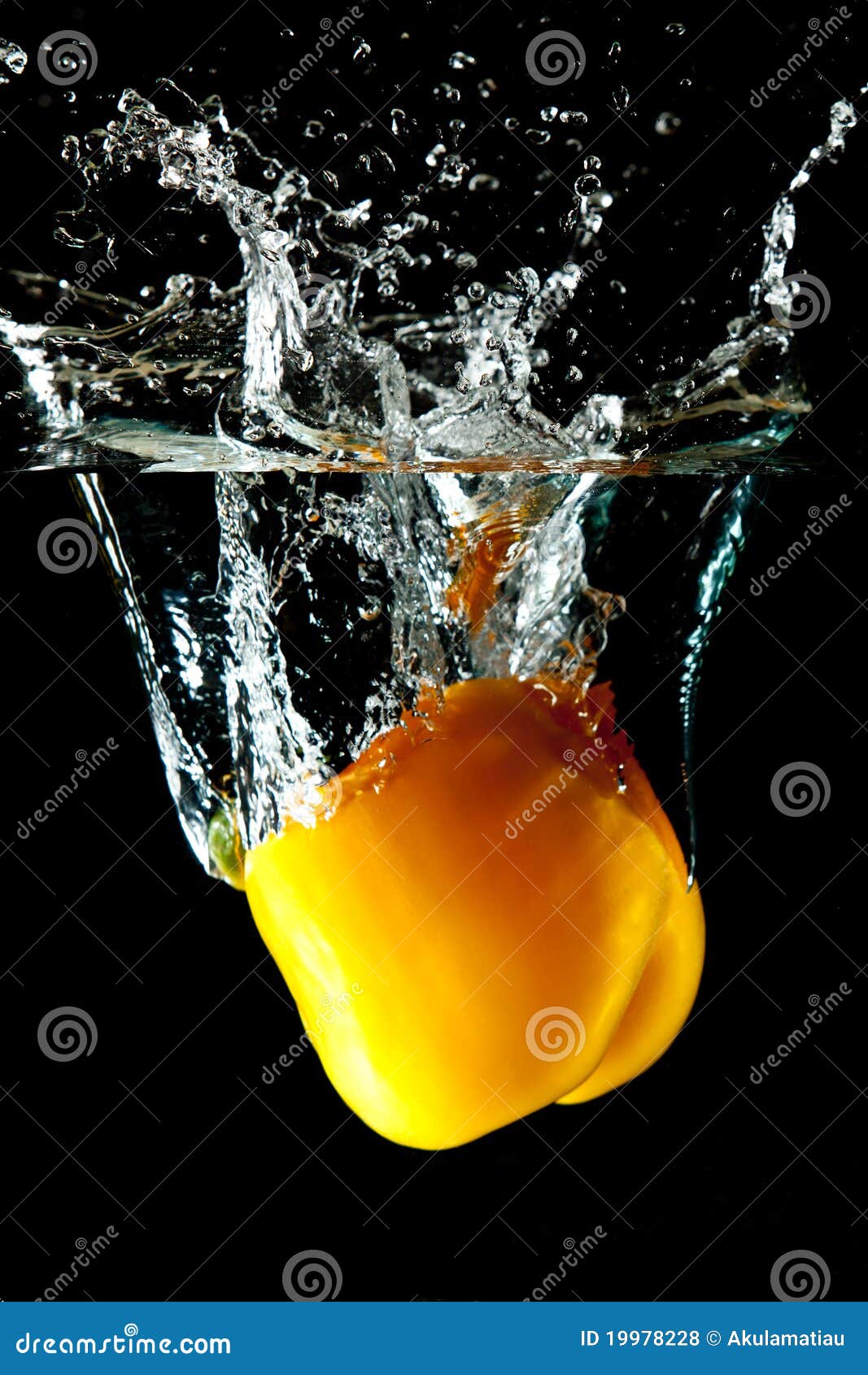 Yellow Pepper Water Splash stock photo. Image of speed - 19978228