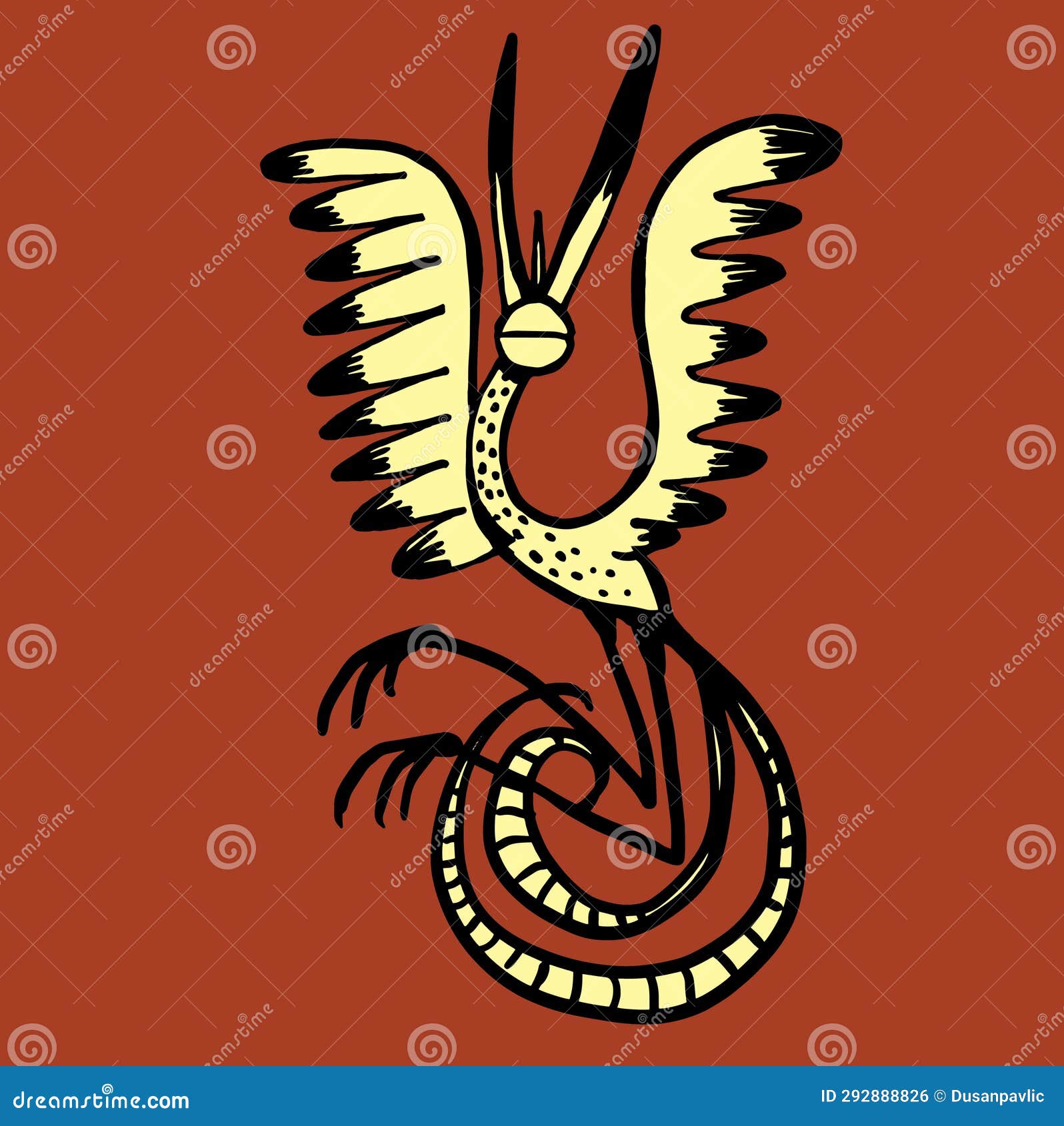 Yellow Phoenix Bird in Leap Stock Illustration - Illustration of sketch ...