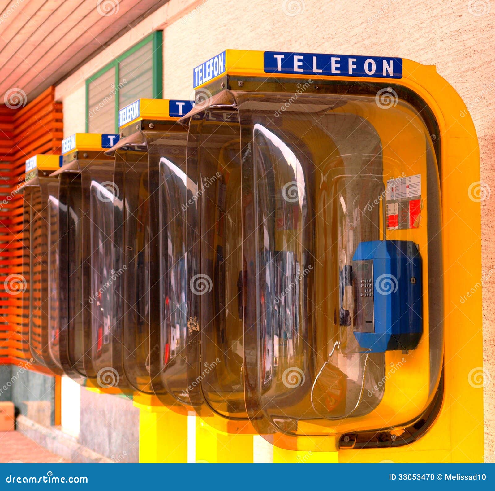 Yellow phone booths stock photo. Image of kiosk, talk - 33053470
