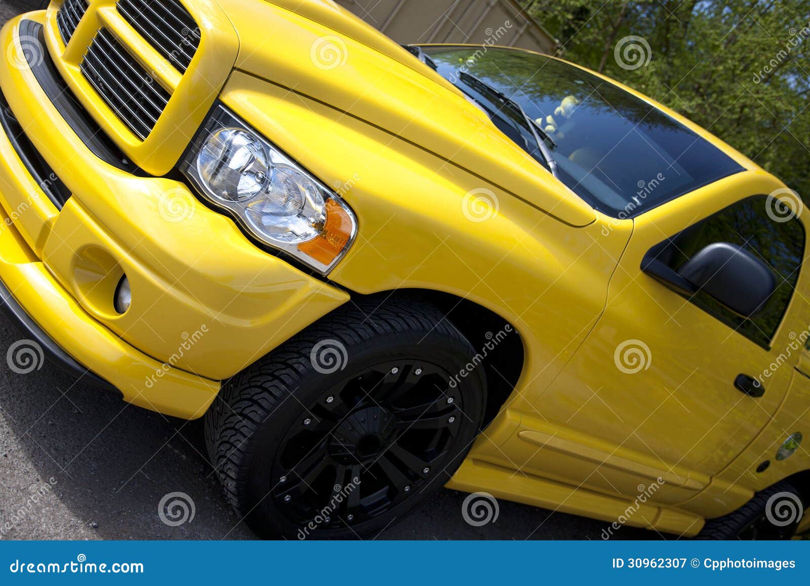 Yellow pick up truck stock image. Image of grille, headlight - 30962307