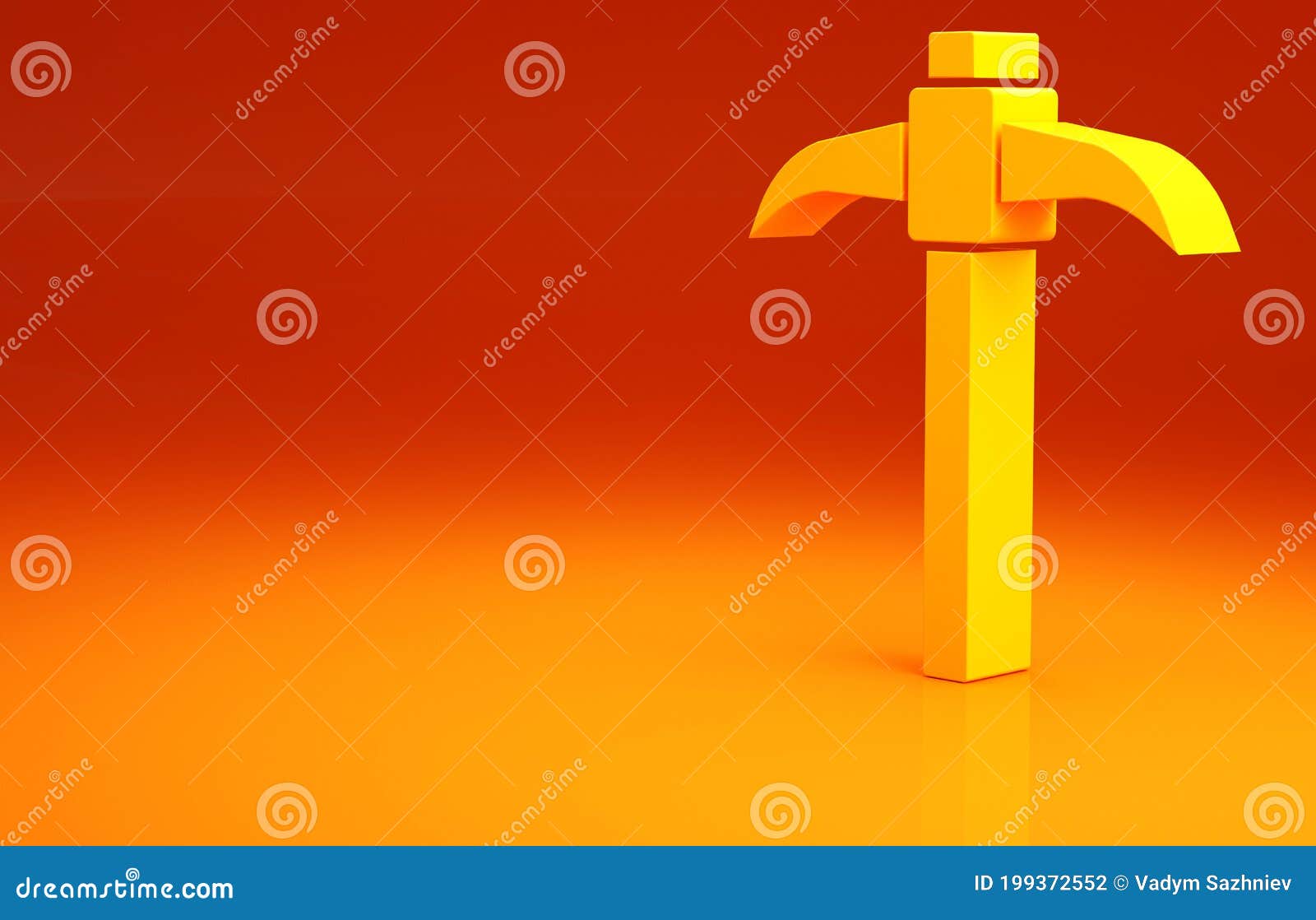 Yellow Pickaxe Icon Isolated on Orange Background. Minimalism Concept ...