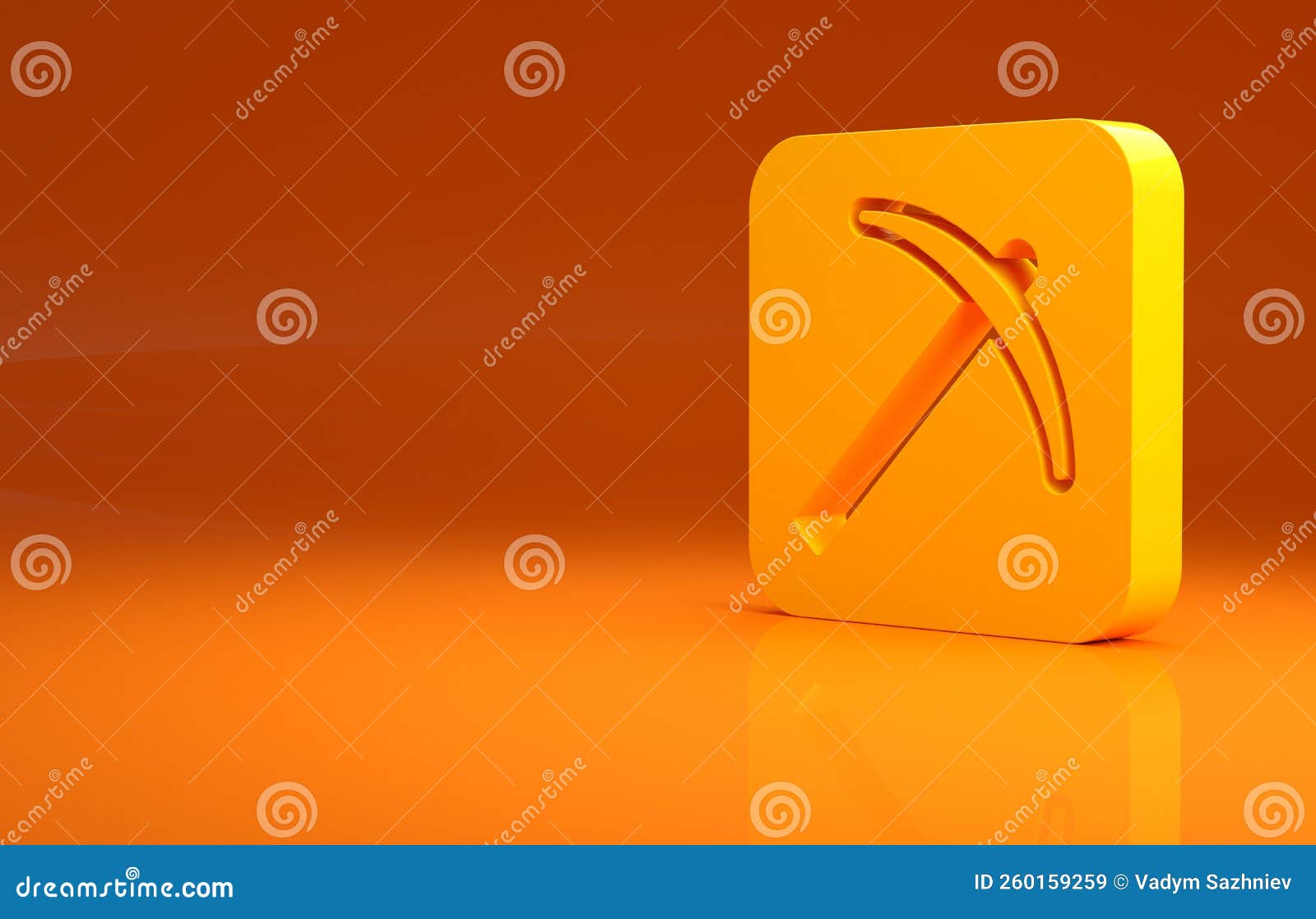 Yellow Pickaxe Icon Isolated on Orange Background. Minimalism Concept ...