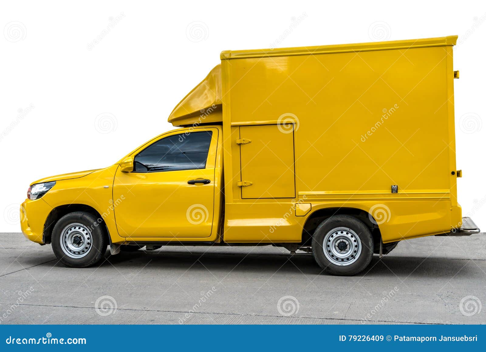 Yellow Pickup Truck with Container Stock Image - Image of service ...