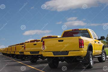 Yellow Pickup Trucks stock image. Image of tailgate, line - 256453