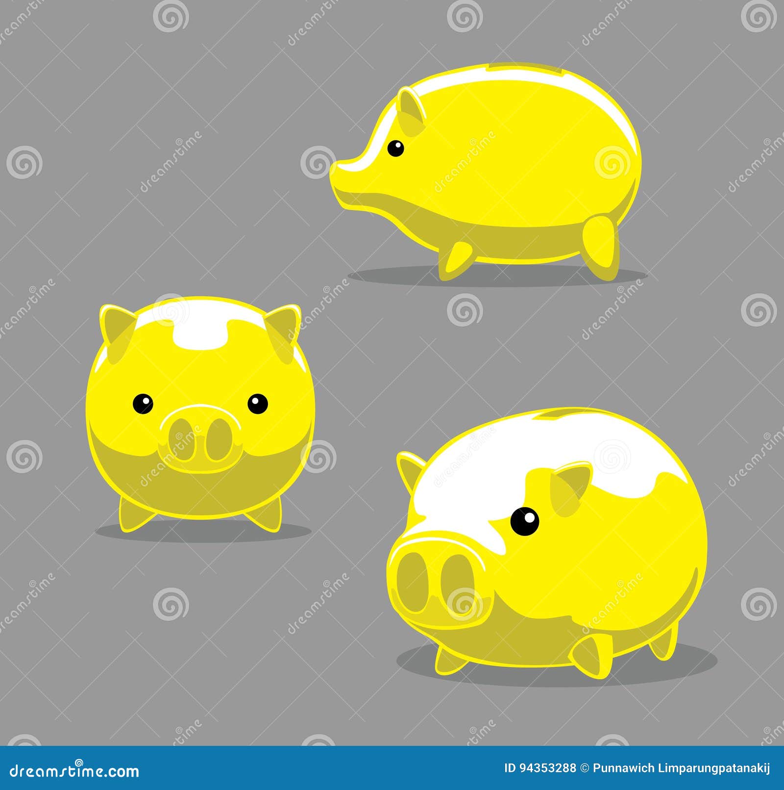 Yellow Pig Cartoon Vector Illustration Stock Vector - Illustration of ...