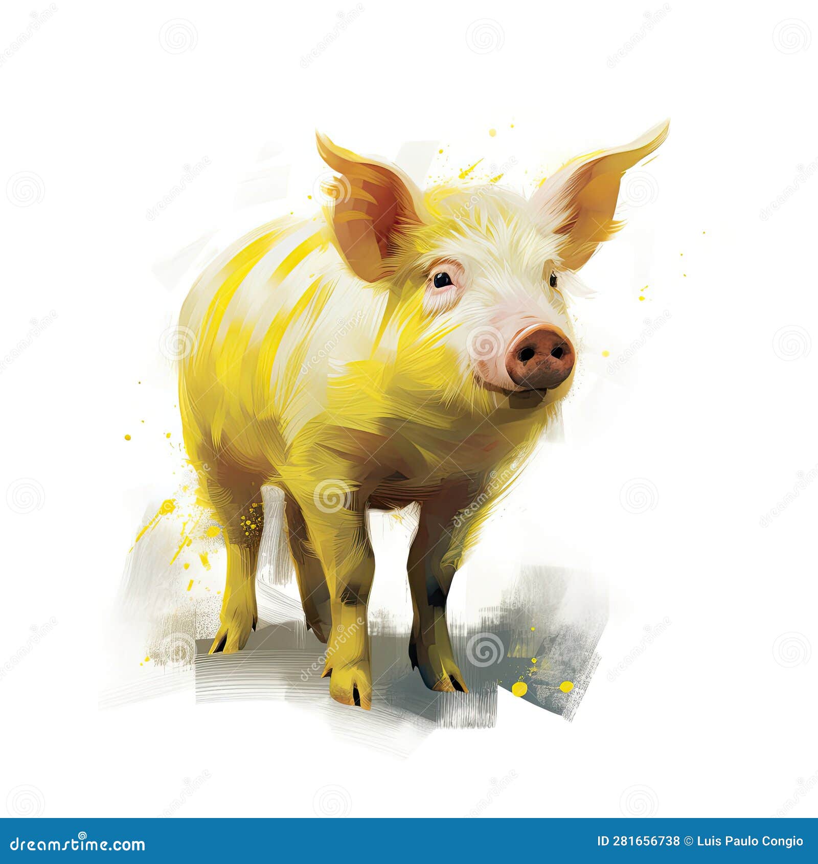 A yellow pig stock illustration. Illustration of vector - 281656738