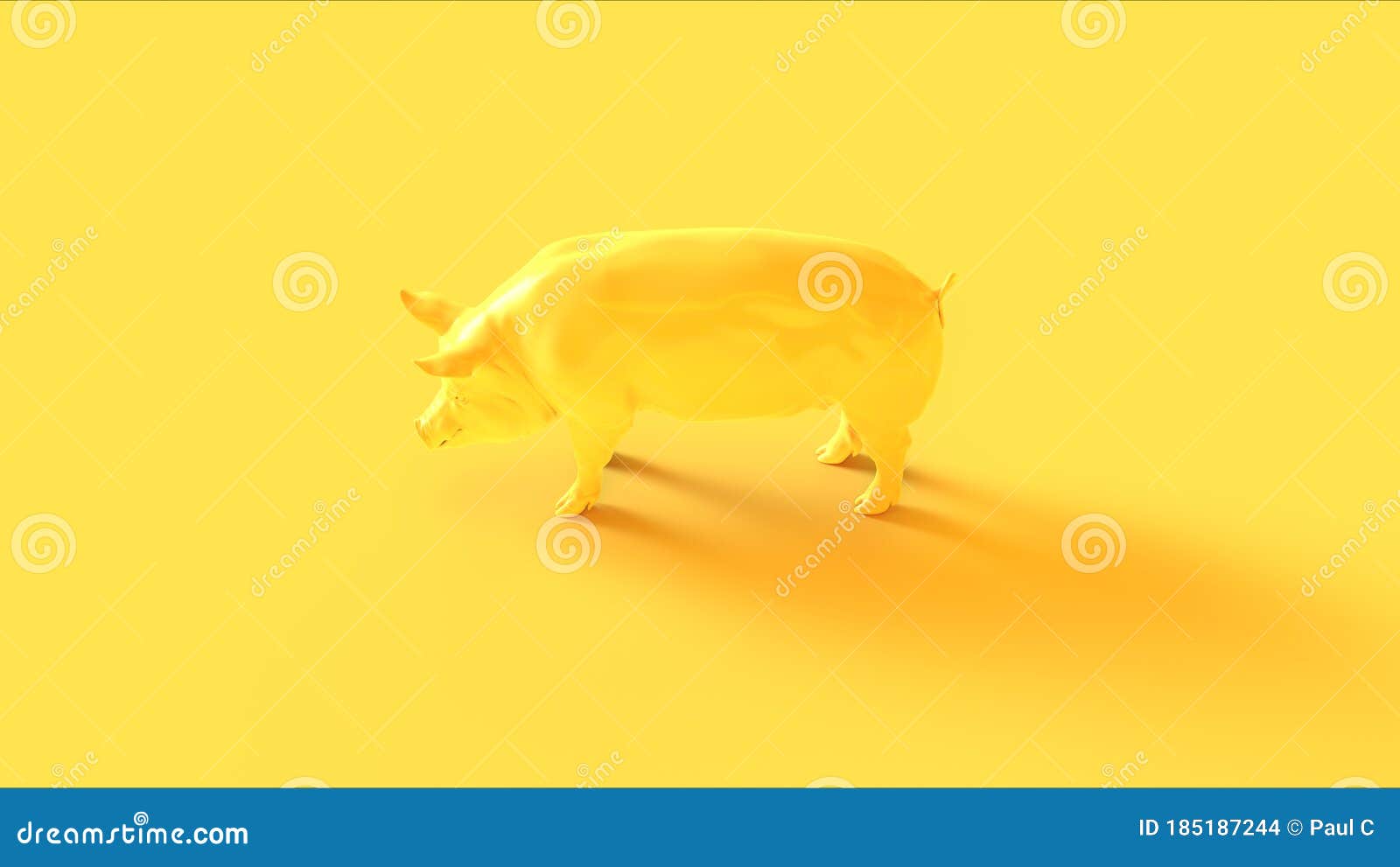 Yellow Pig Simple stock illustration. Illustration of high - 185187244