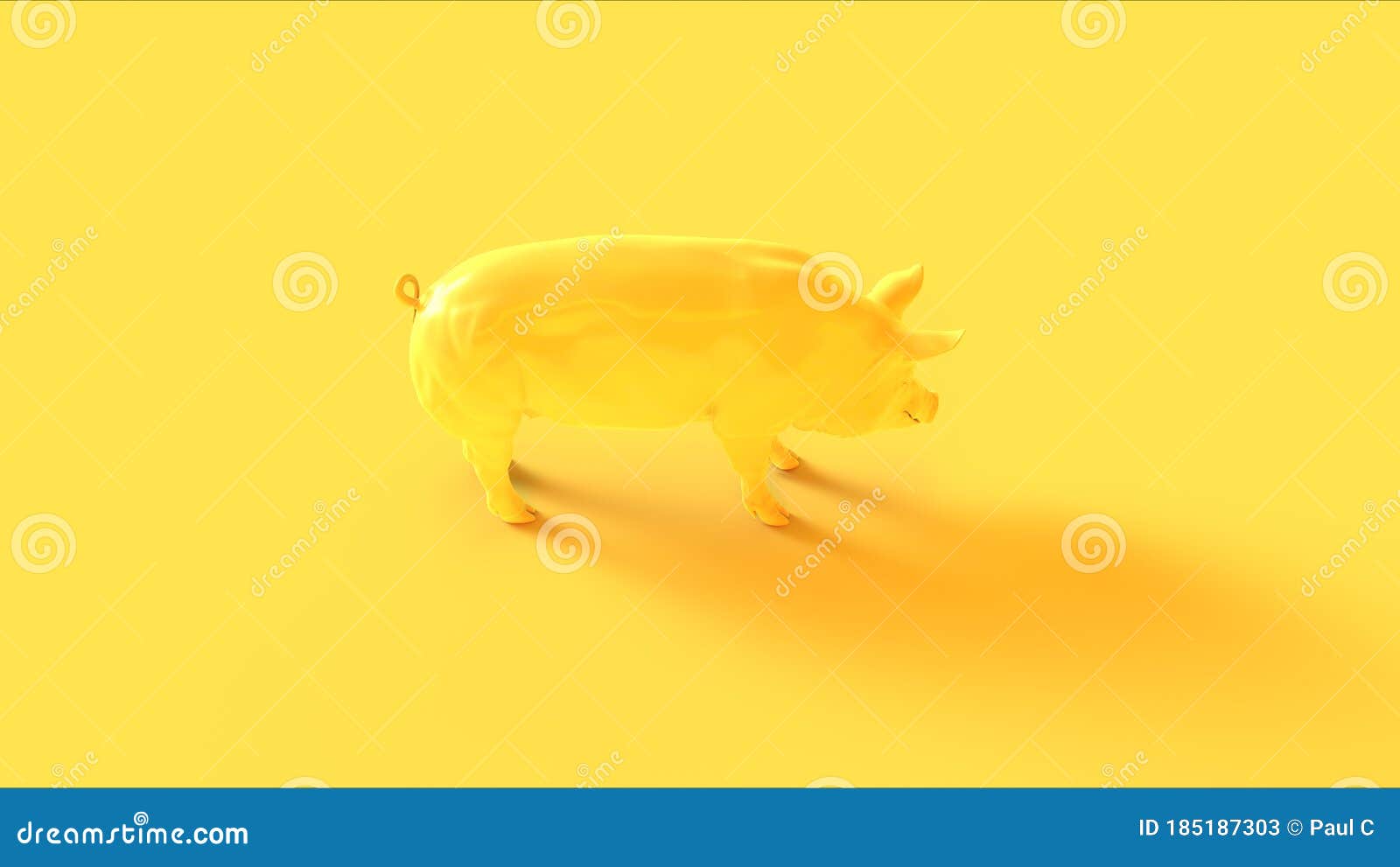 Yellow Pig Simple stock illustration. Illustration of blank - 185187303