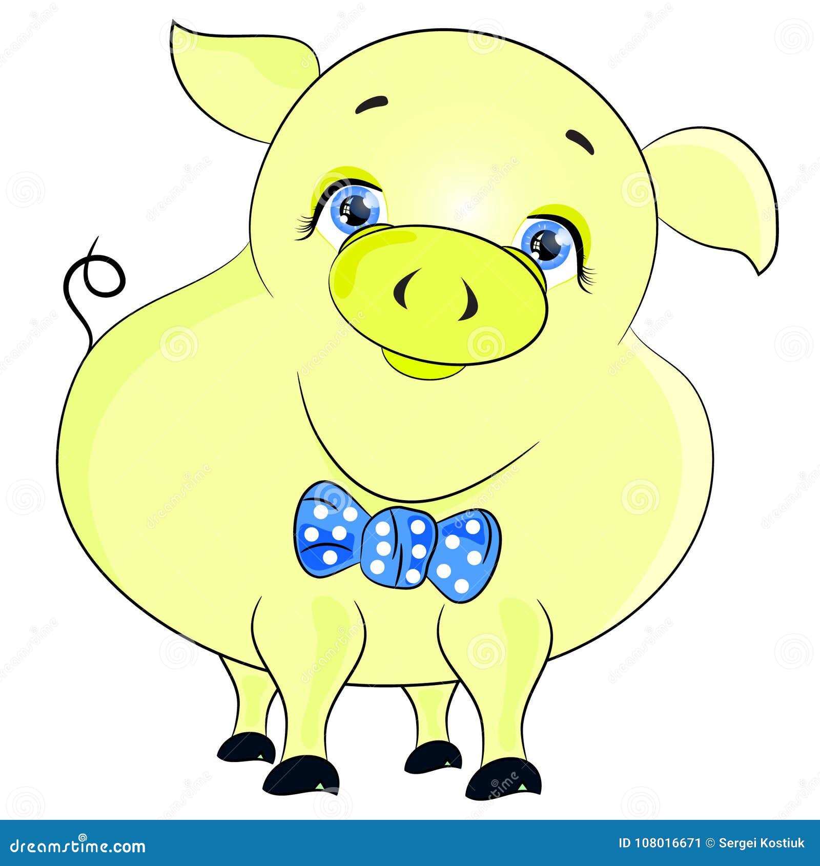 Yellow pig vector stock vector. Illustration of humor - 108016671