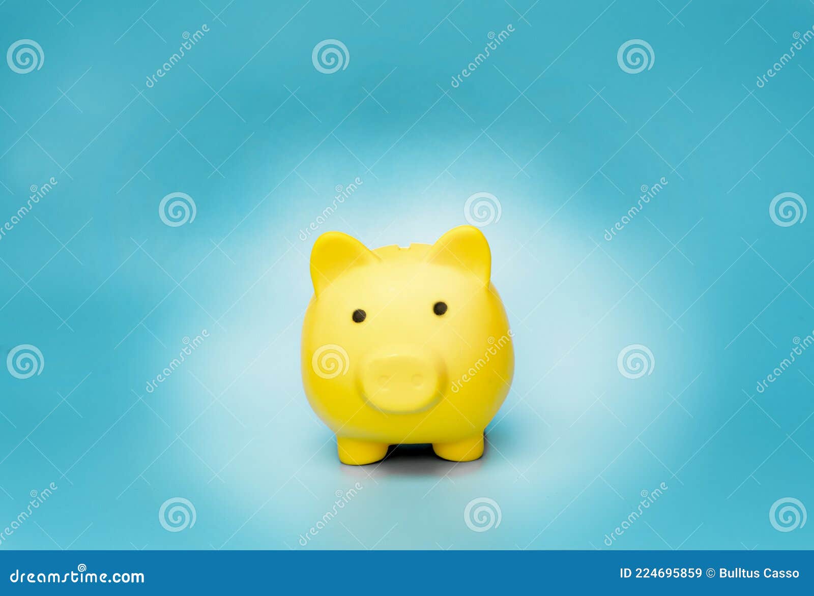 Yellow Piggy Bank on Blue Background Stock Image - Image of change ...