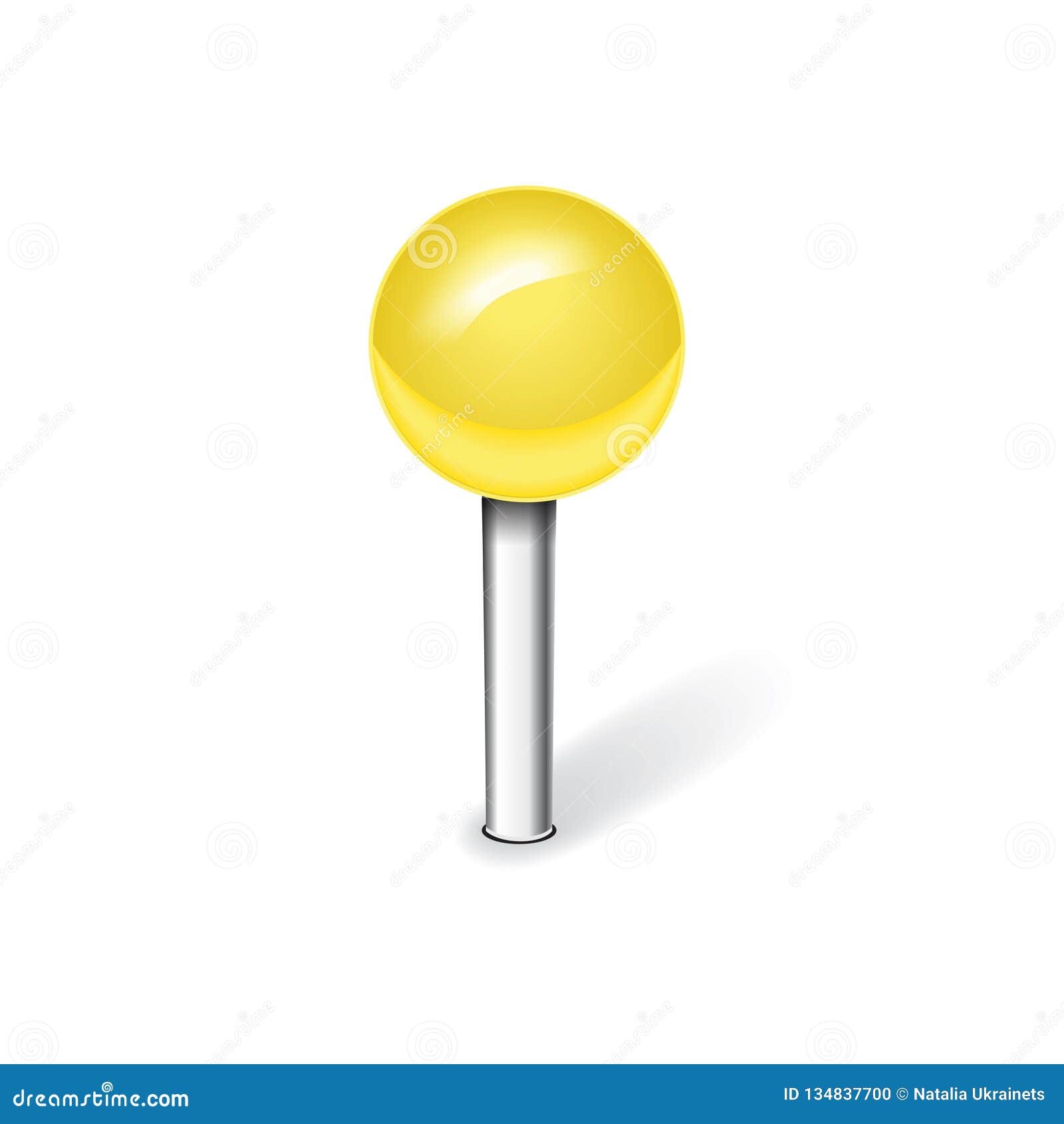 Yellow pin stock vector. Illustration of locate, push - 134837700