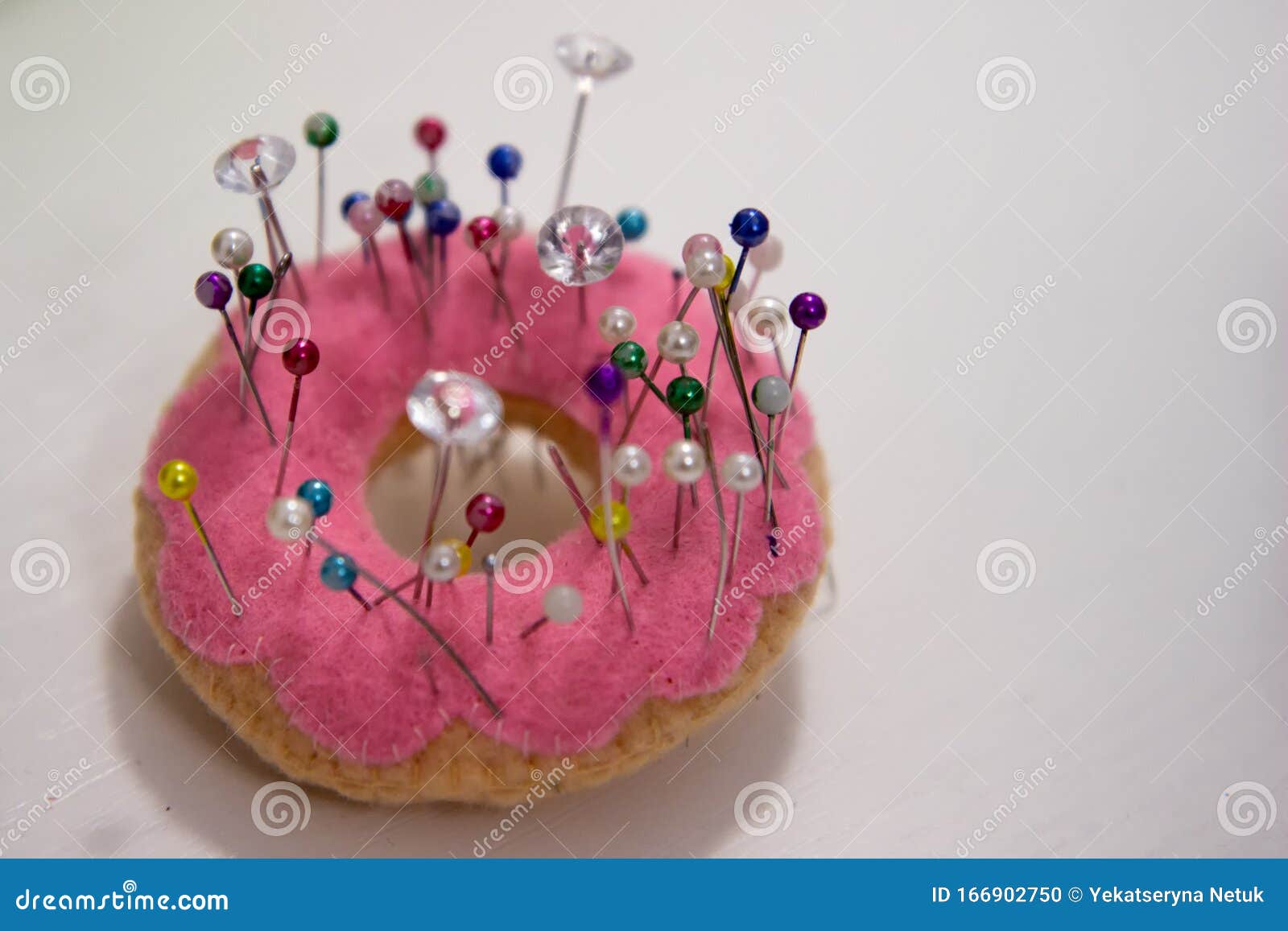 Yellow Pincushion with Several Color Pins Stock Photo - Image of ...