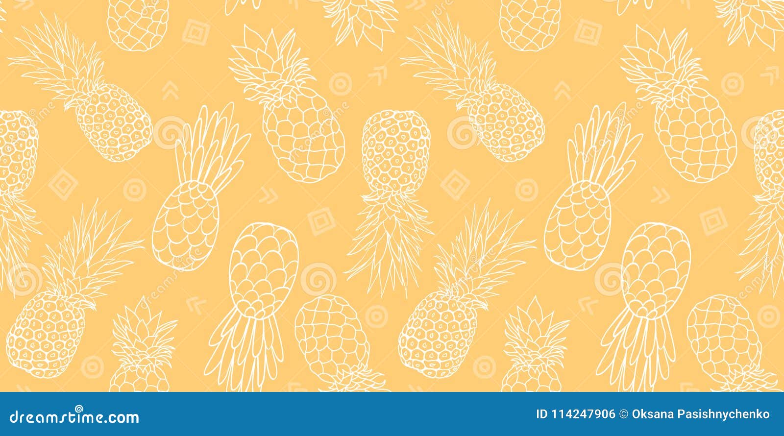 Yellow Pineapples Seamless Repeat Pattern Design. Stock Vector - Illustration of isolated ...