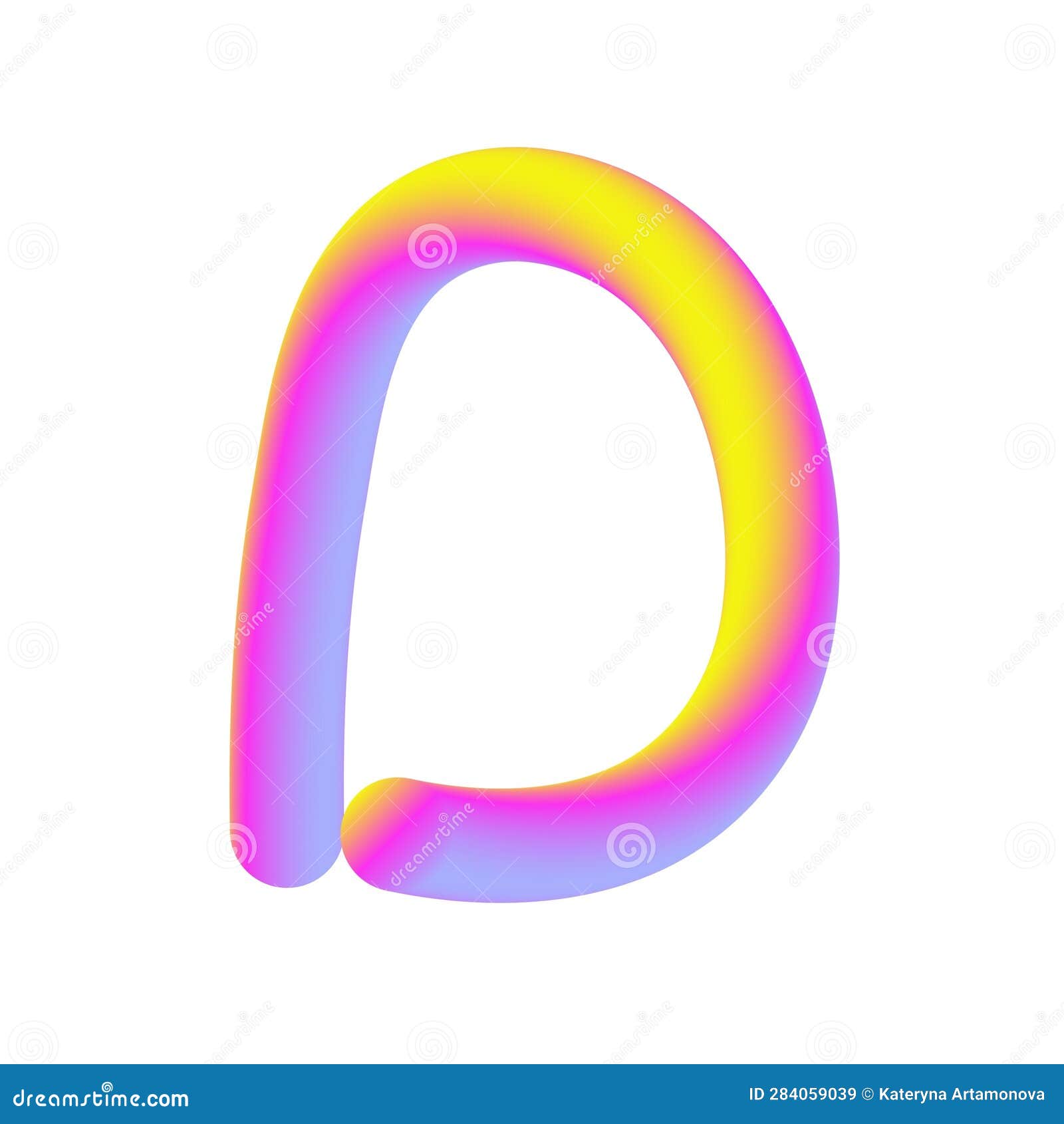 Yellow Pink Candy Letter D. 3D Render. Isolated on White Background ...