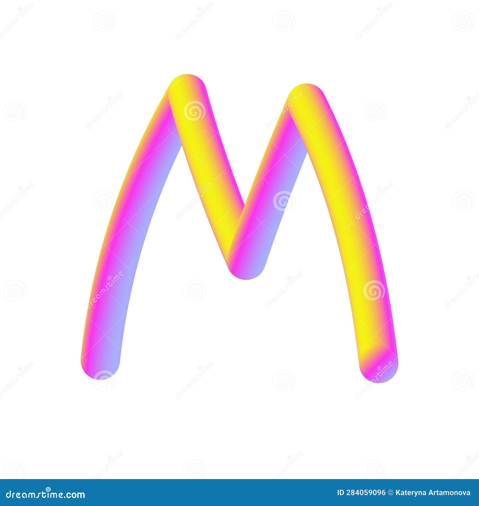 Yellow Pink Candy Letter M. 3D Render. Isolated on White Background ...