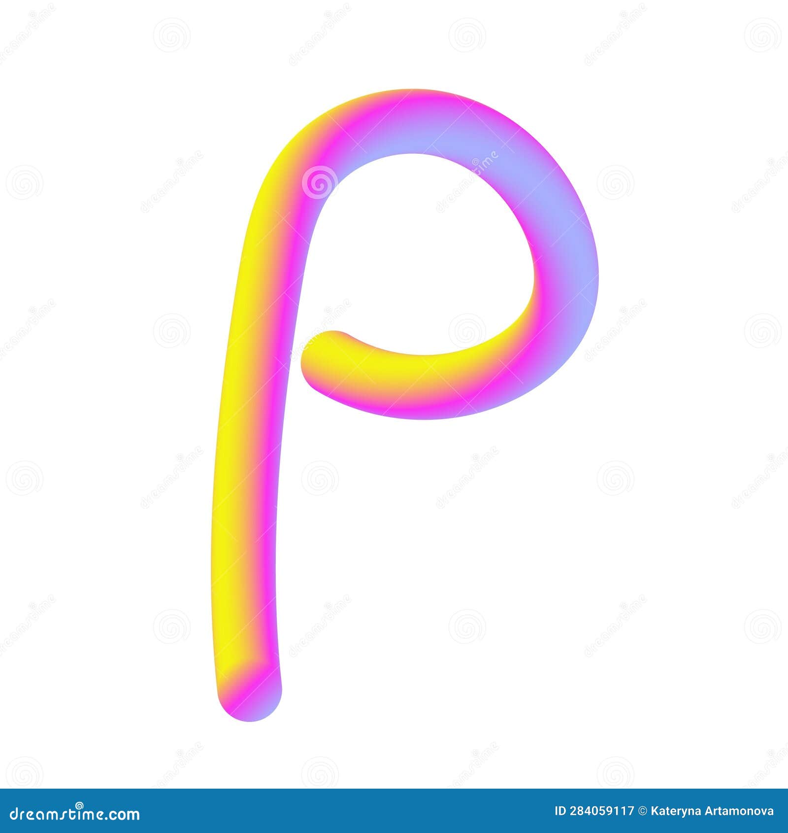 Yellow Pink Candy Letter P. 3D Render. Isolated on White Background ...