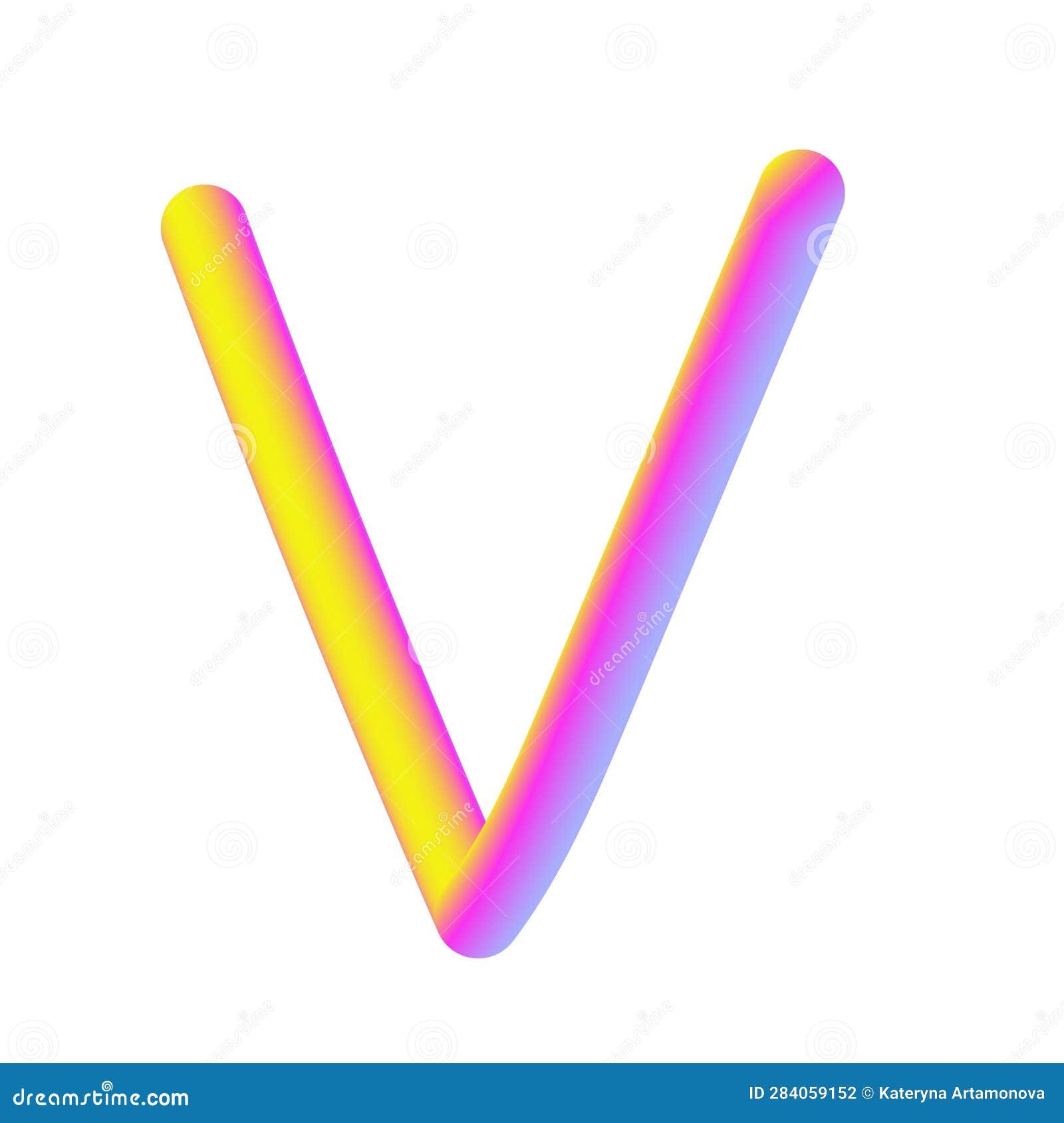 Yellow Pink Candy Letter V. 3D Render. Isolated on White Background ...