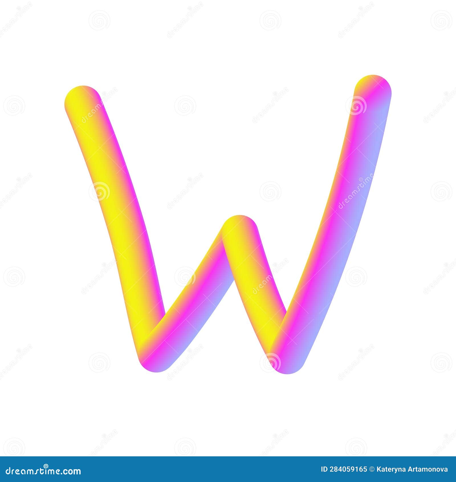 Yellow Pink Candy Letter W. 3D Render. Isolated on White Background ...