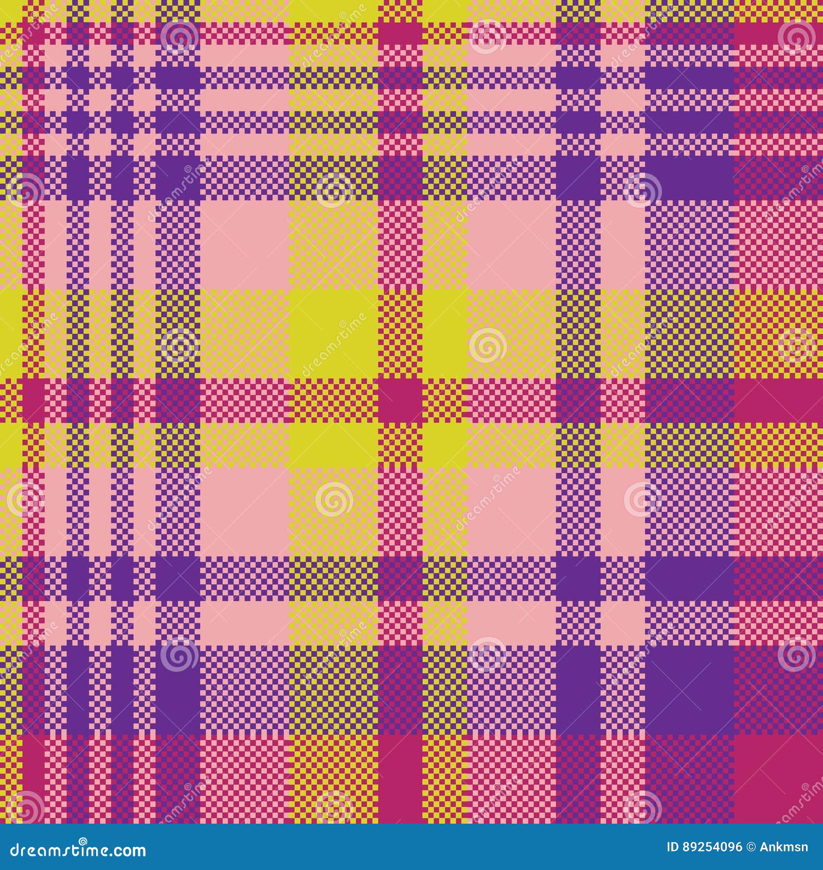 Yellow Pink Check Madras Seamless Fabric Texture Stock Vector ...