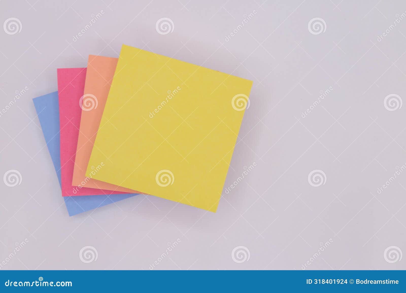 Yellow Pink Peach Blue Post it Note Stacked Isolated on White ...