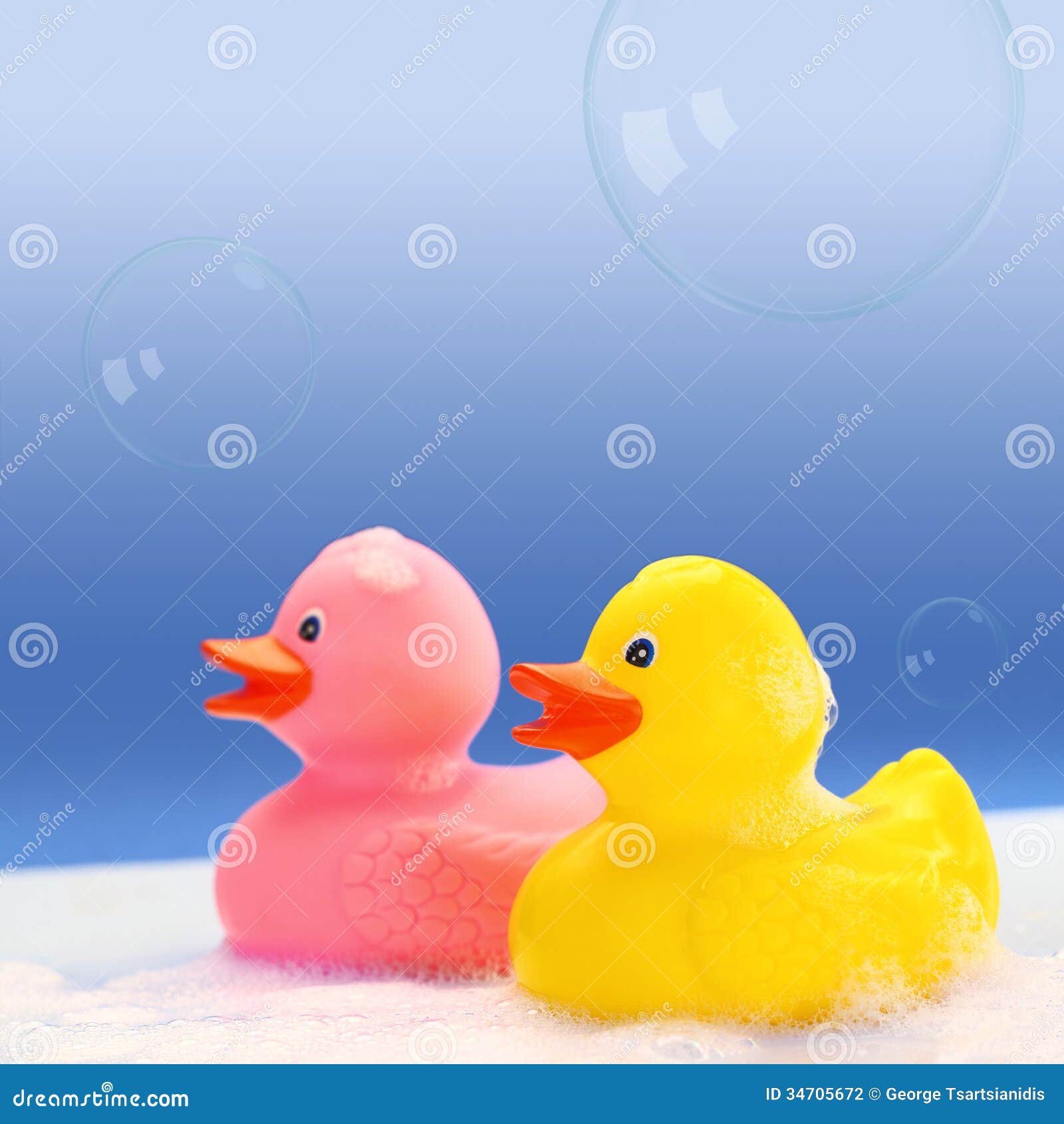 Yellow and Pink Rubber Ducks Stock Photo - Image of duckling, bath ...