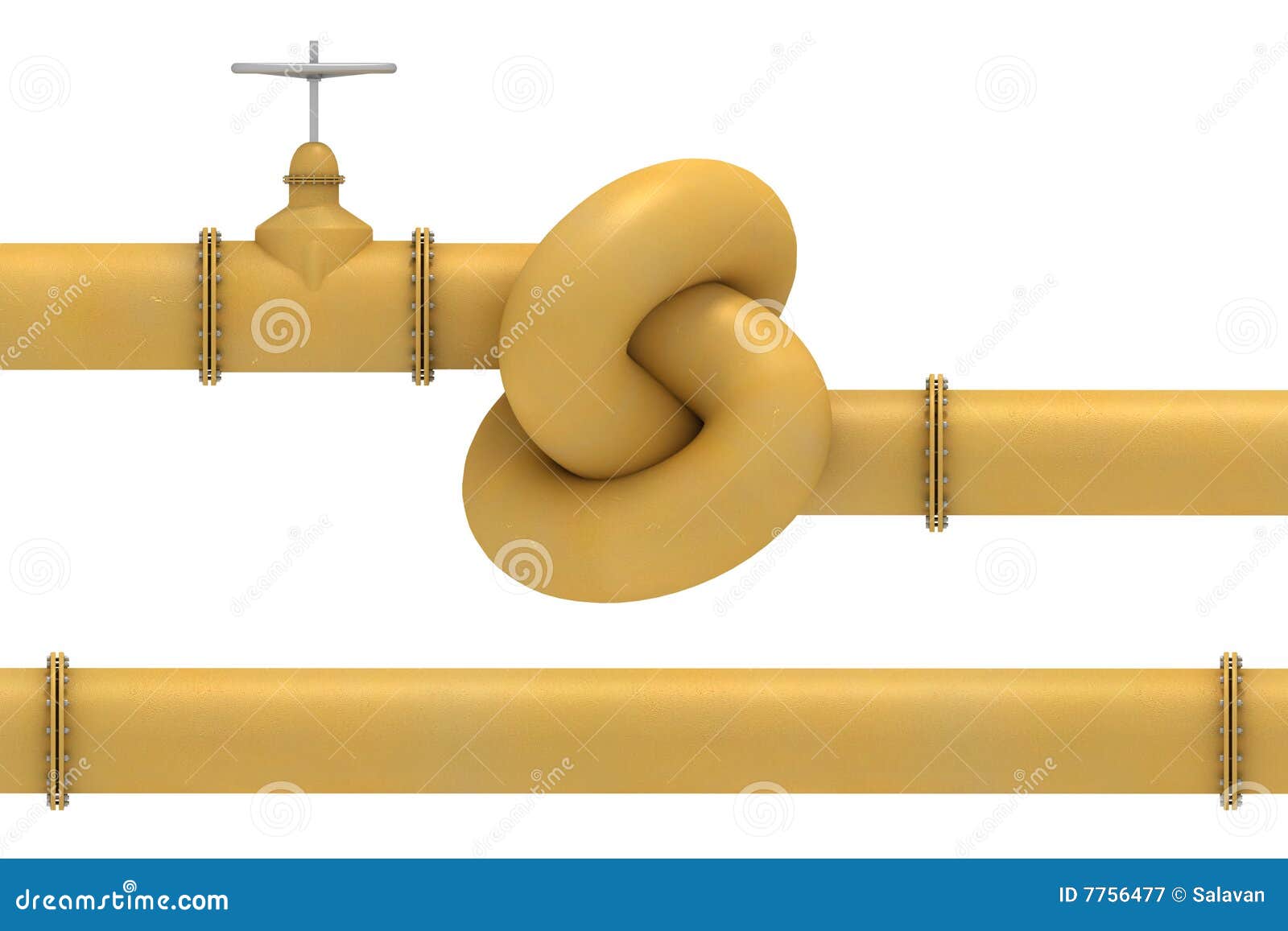 Yellow Pipe Knot and Pipe Segment Stock Illustration - Illustration of ...