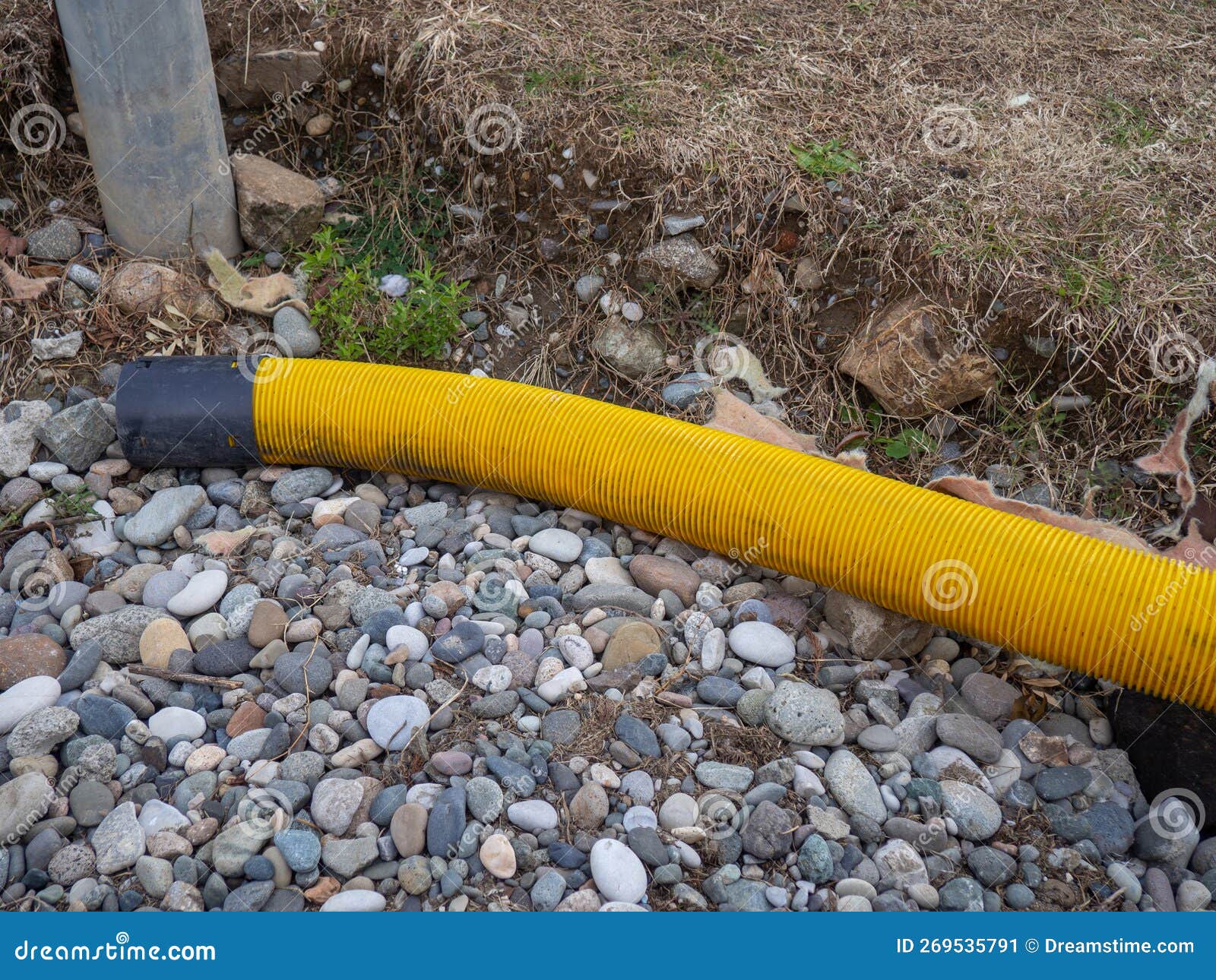 Technical Pit With A Pipe, Repair Of Communications. Replacement Of ...